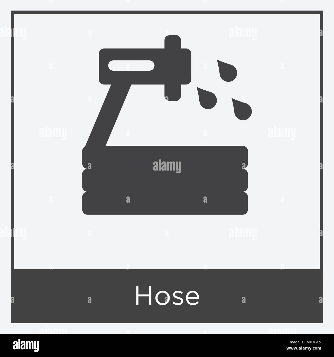 Hose icon isolated on white background with gray frame, sign and symbol ...