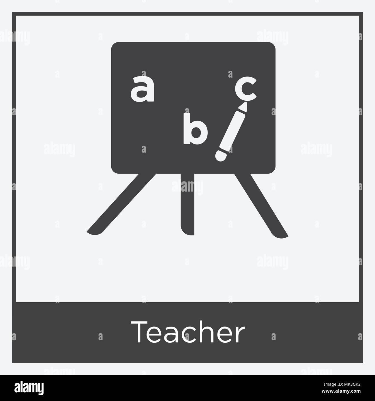 Teacher icon isolated on white background with gray frame, sign and ...