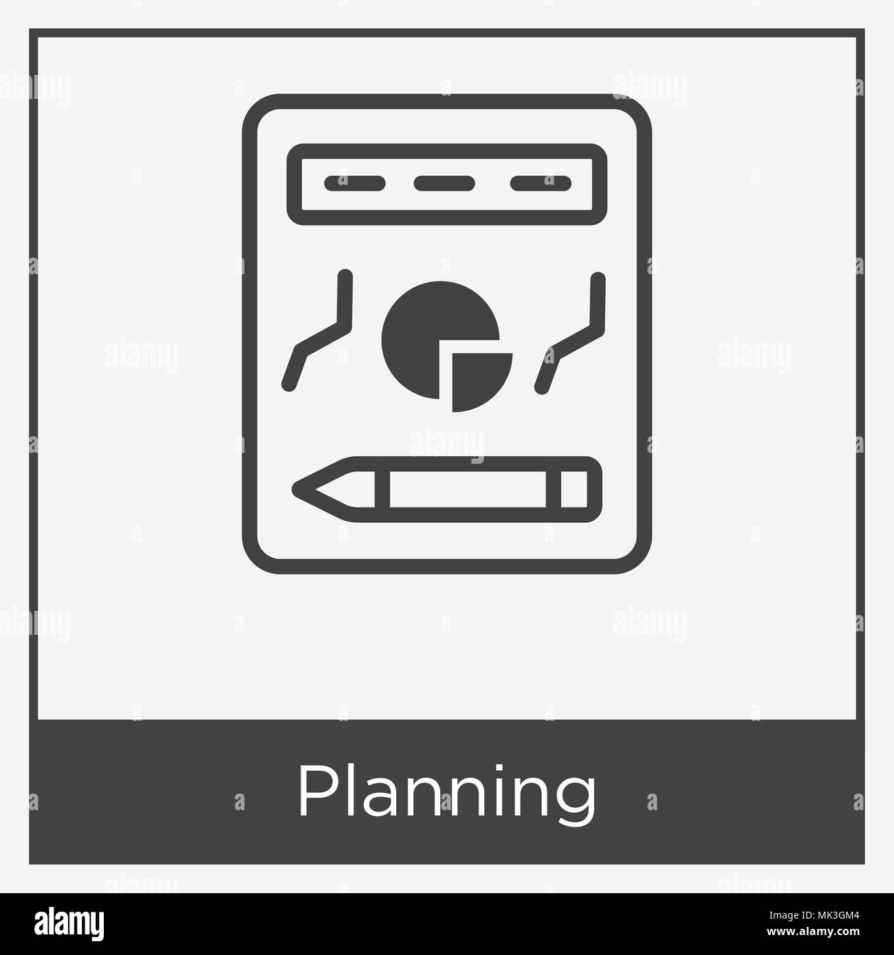 Planning icon isolated on white background with gray frame, sign and ...