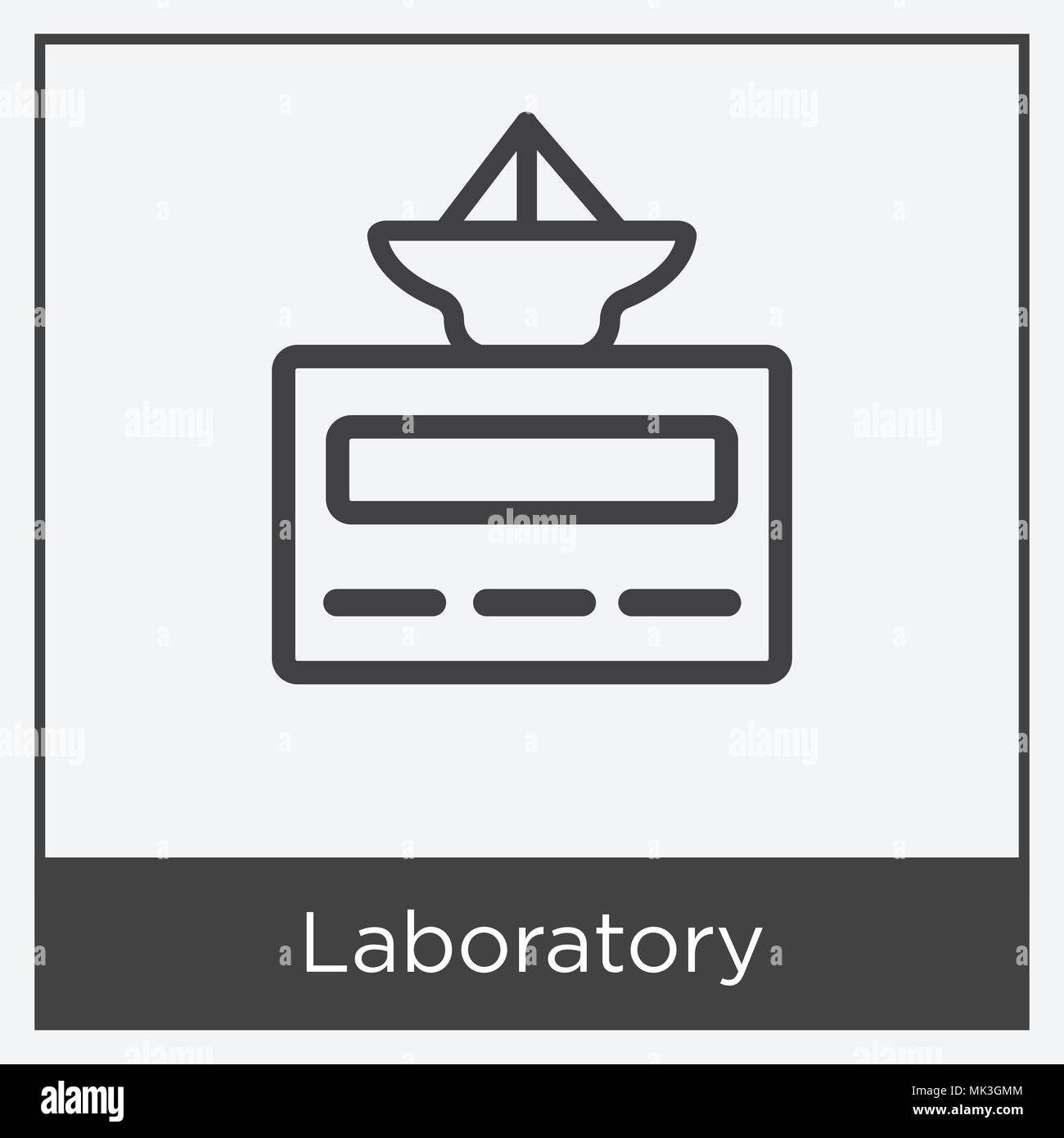 Laboratory icon isolated on white background with gray frame, sign and ...