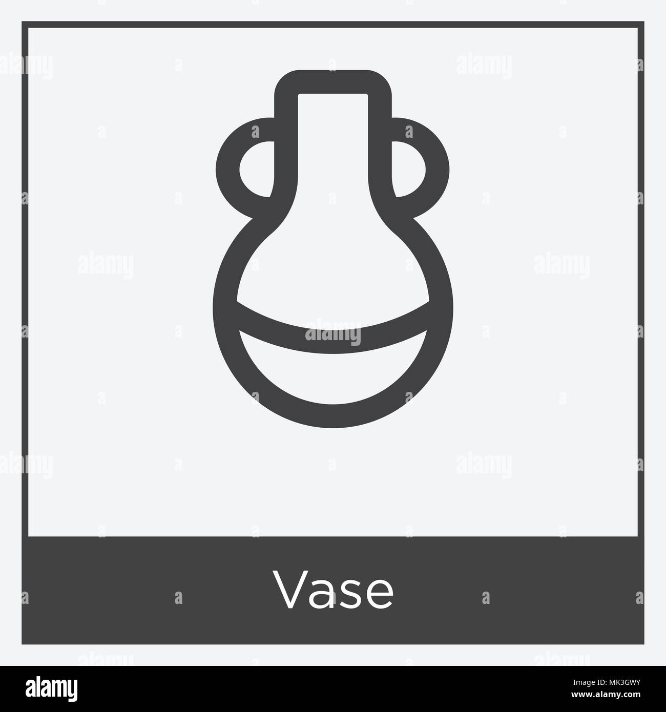 Vase icon isolated on white background with gray frame, sign and symbol ...