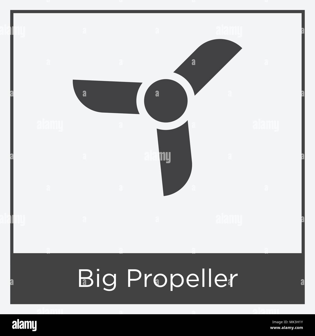 Big Propeller icon isolated on white background with gray frame, sign ...