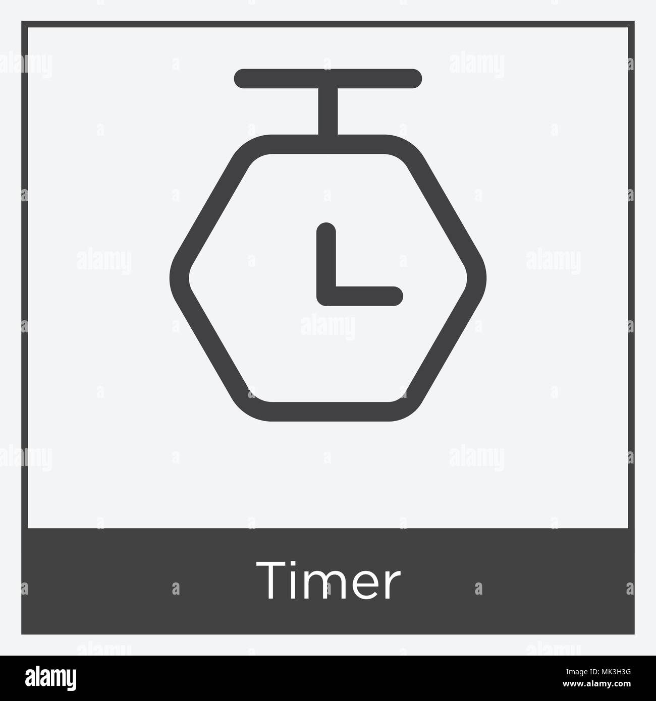 Timer icon isolated on white background with gray frame, sign and ...