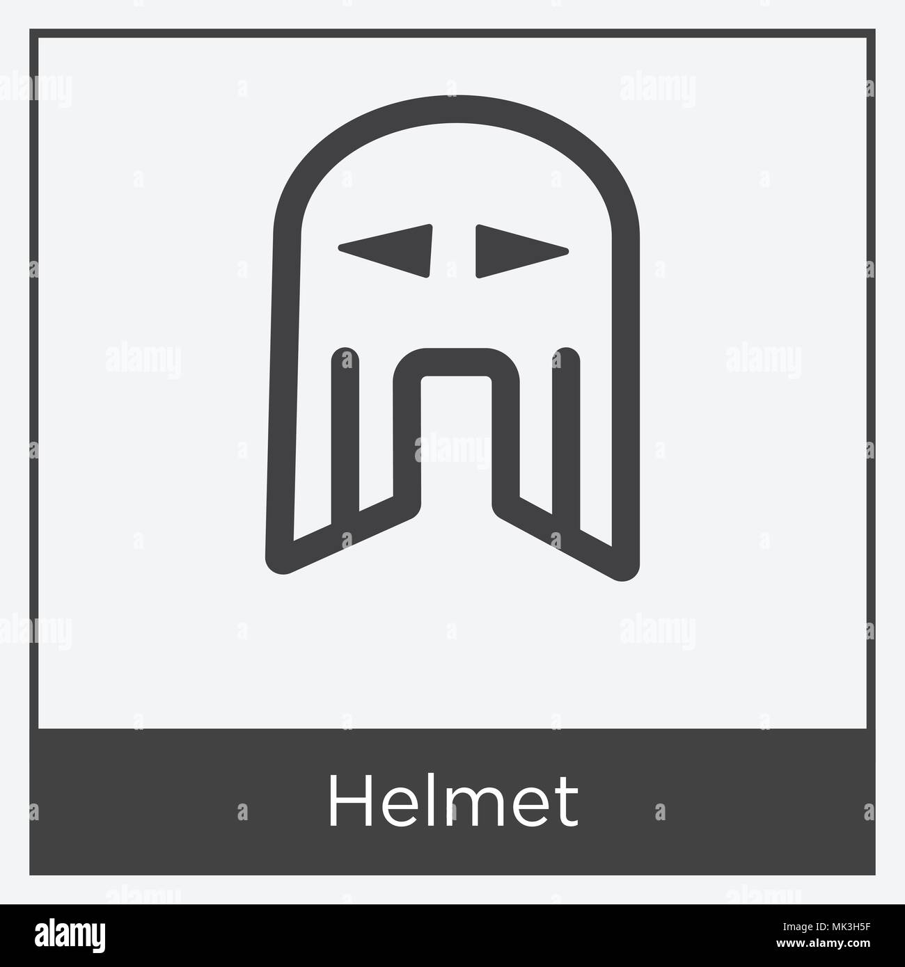 Helmet icon isolated on white background with gray frame, sign and ...