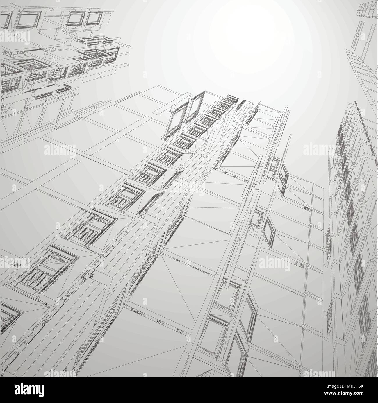 Modern architecture wireframe. Concept of urban wireframe. Wireframe ...