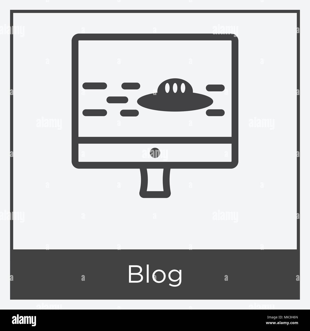 Blog icon isolated on white background with gray frame, sign and symbol ...