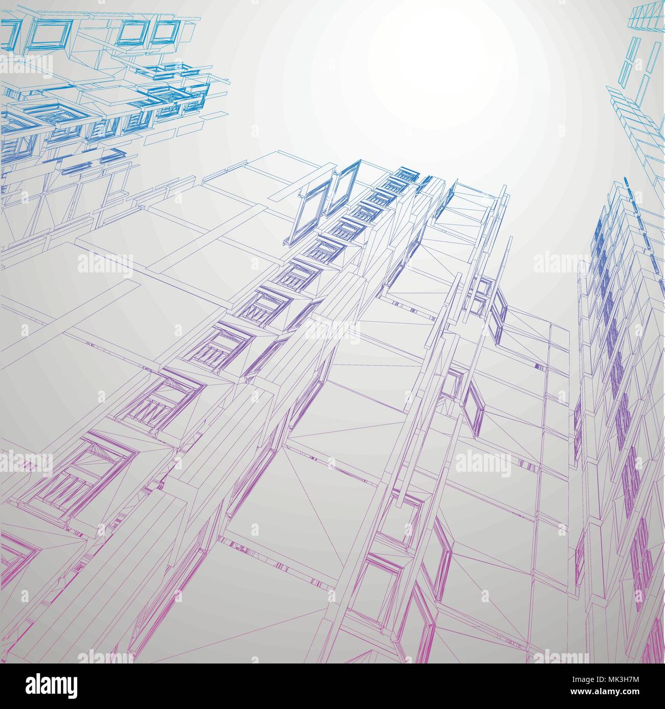Modern architecture wireframe. Concept of urban wireframe. Wireframe ...
