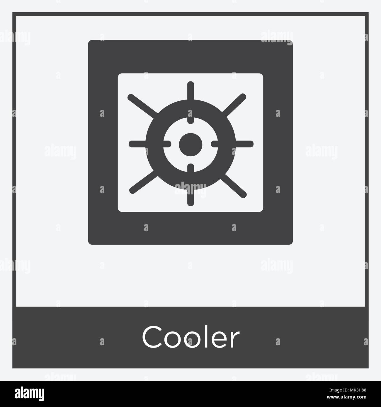 Cooler icon isolated on white background with gray frame, sign and ...