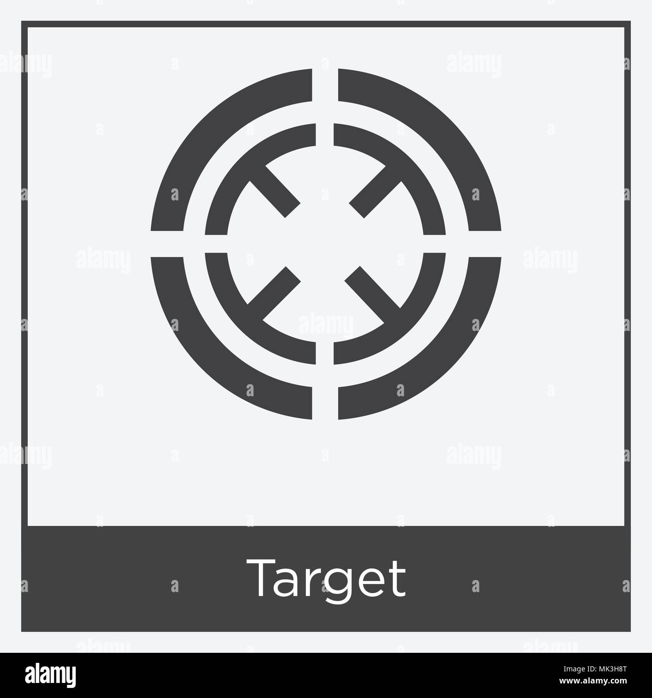 Target icon isolated on white background with gray frame, sign and ...