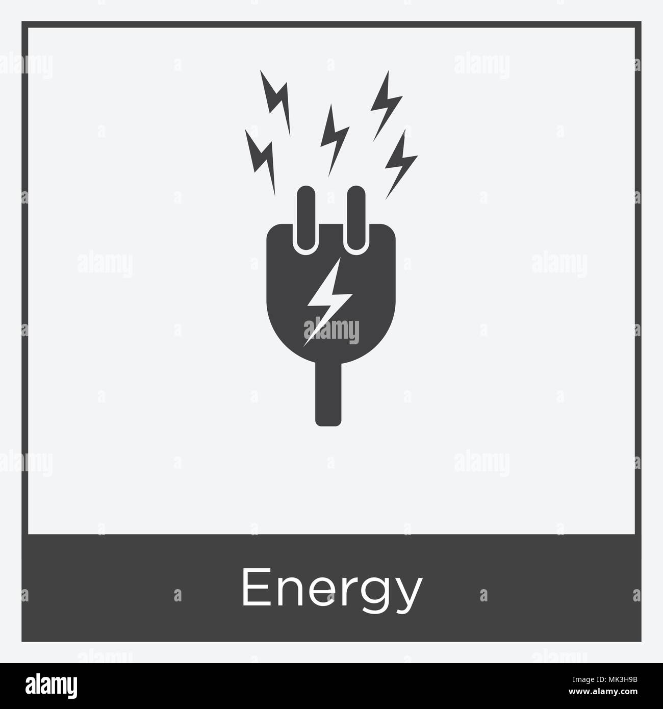 Energy icon isolated on white background with gray frame, sign and ...