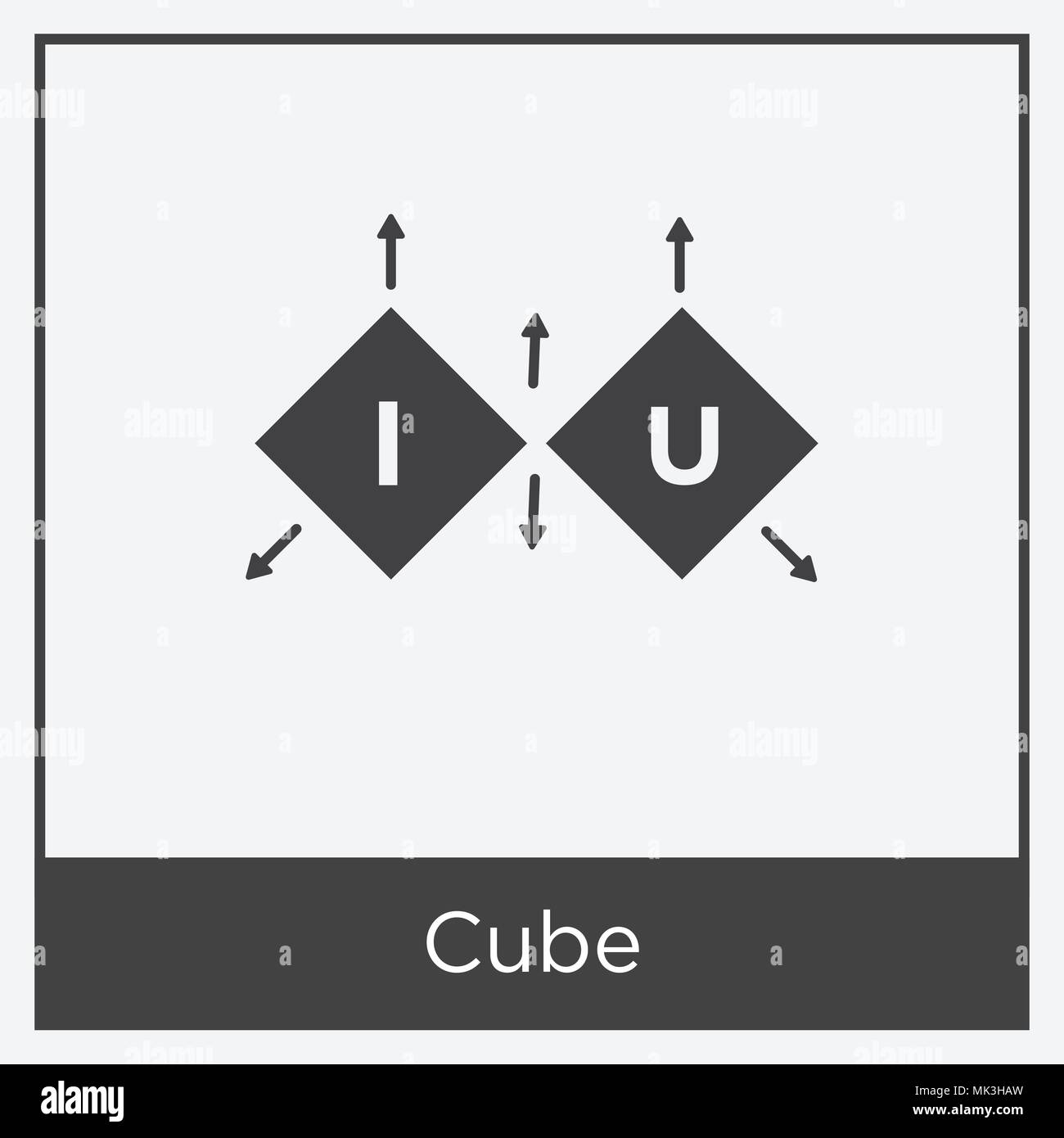 Cube icon isolated on white background with gray frame, sign and symbol ...