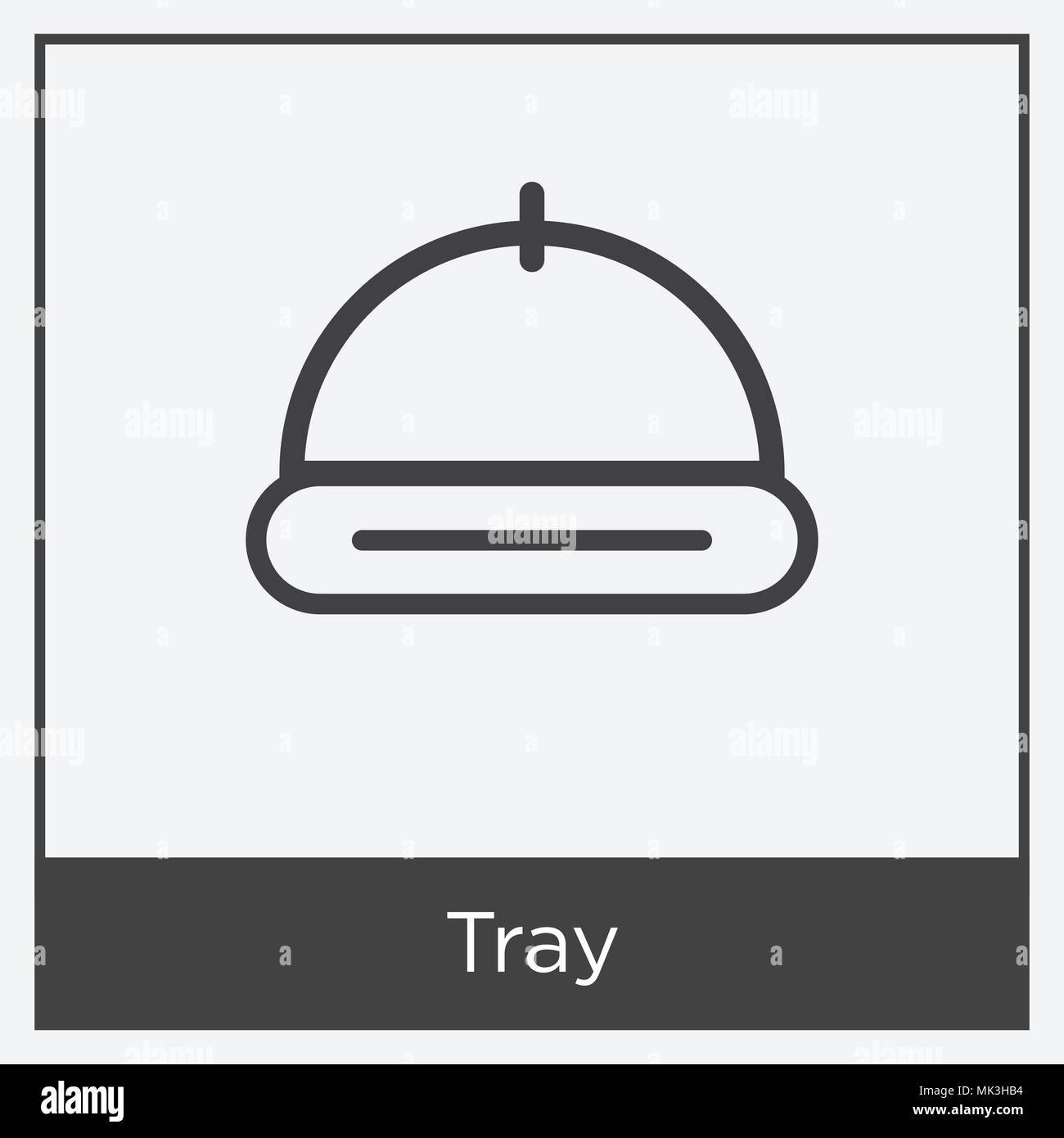 Tray icon isolated on white background with gray frame, sign and symbol ...