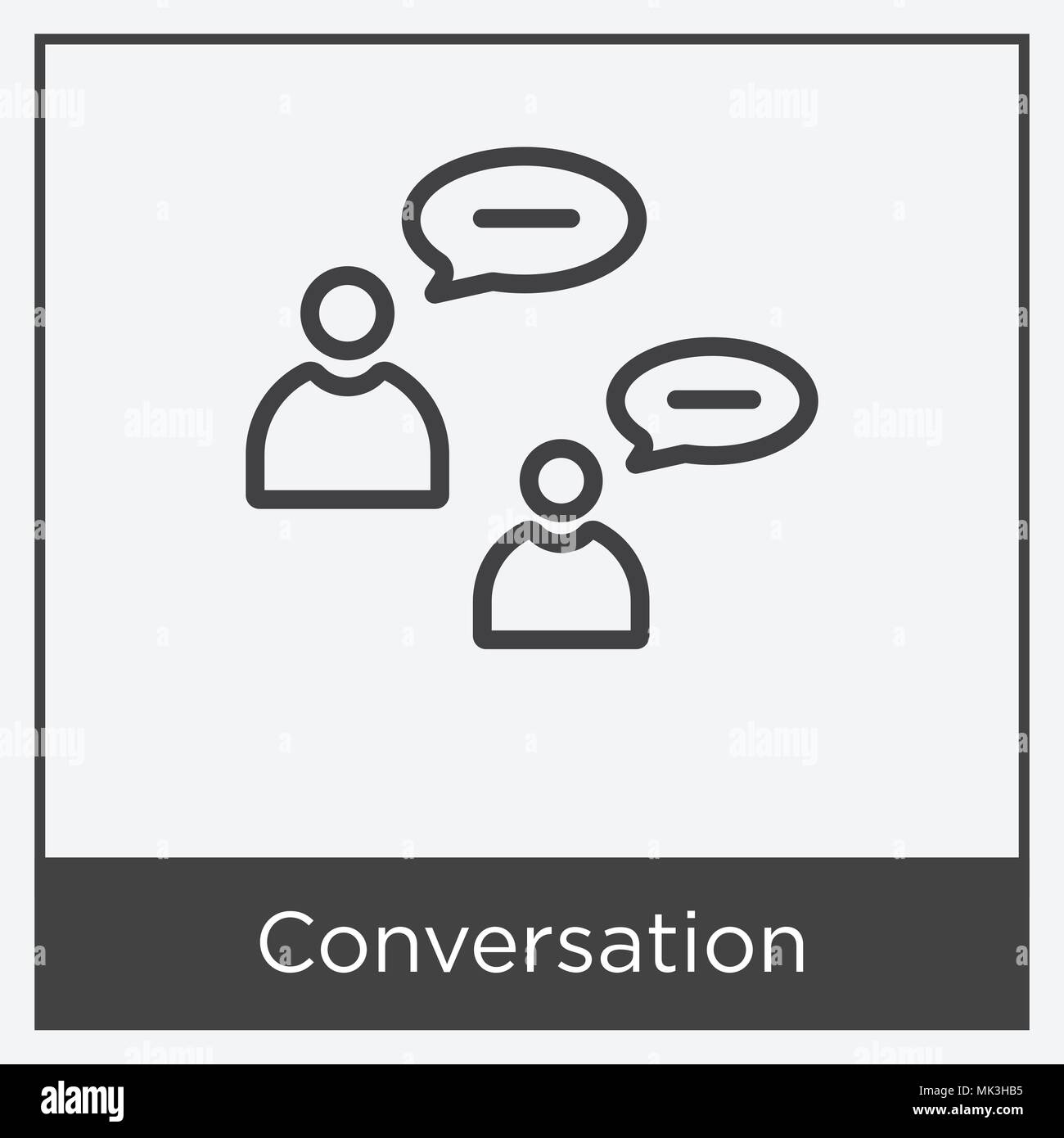 Conversation icon isolated on white background with gray frame, sign ...