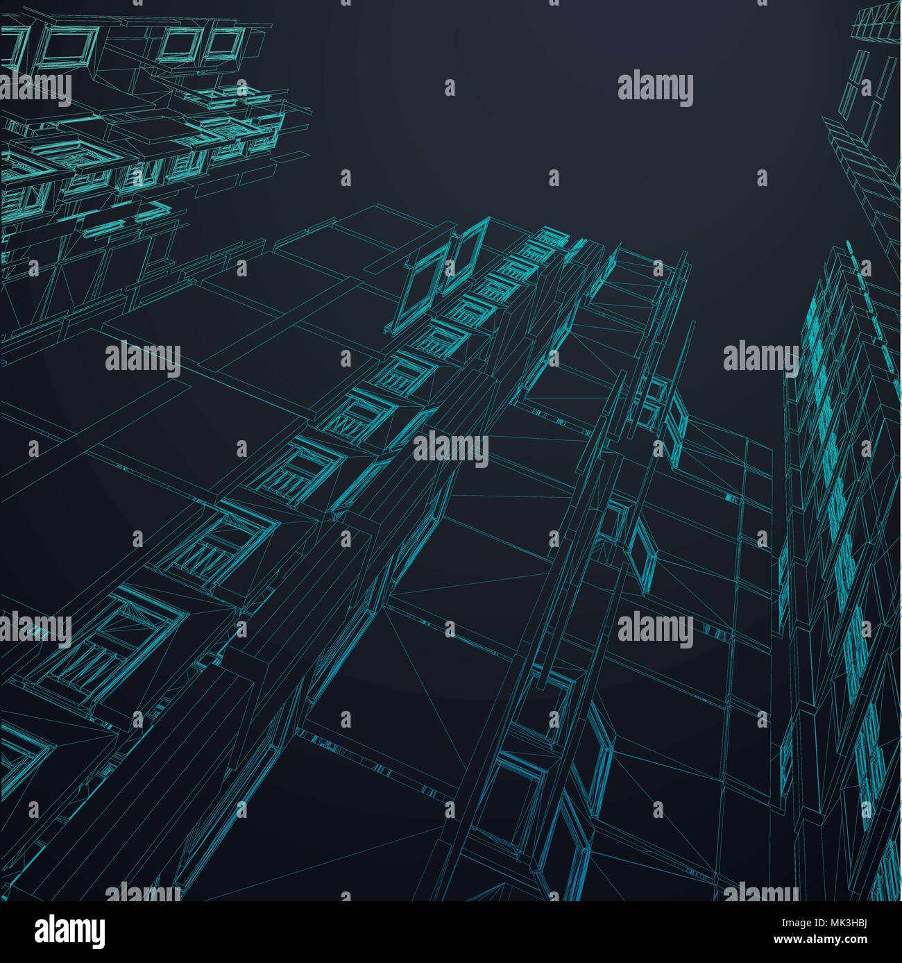 Modern architecture wireframe. Concept of urban wireframe. Wireframe ...