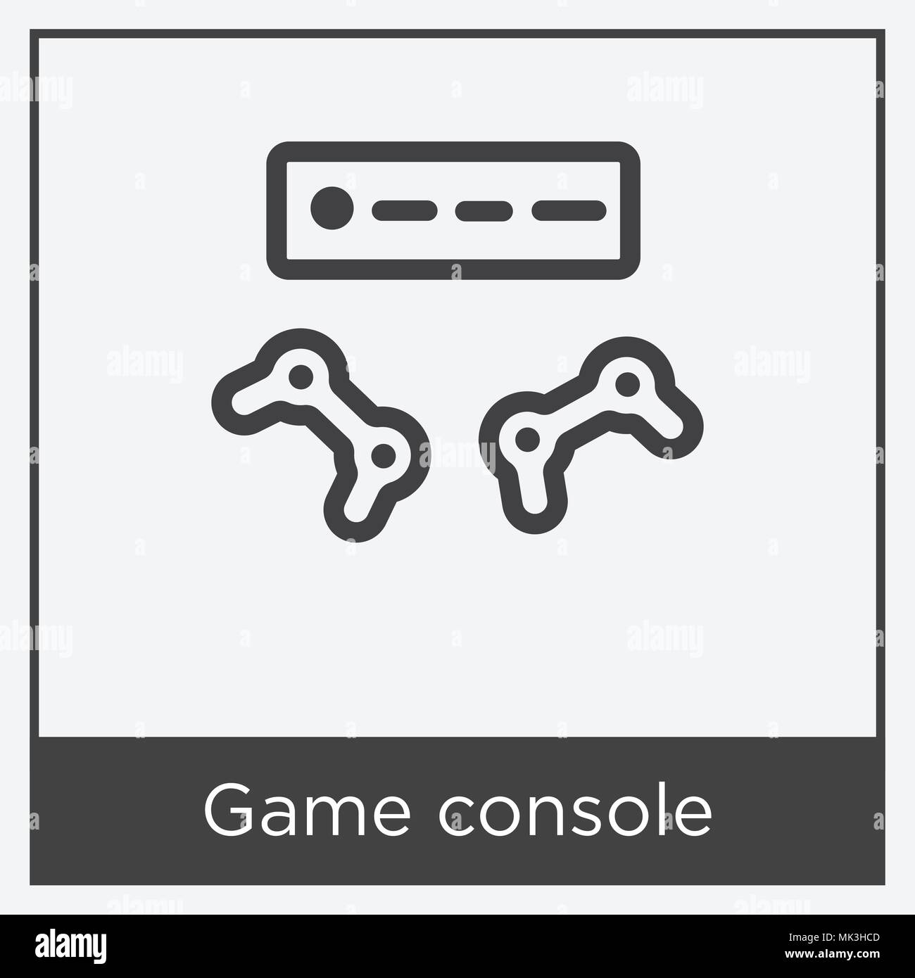 Game console icon isolated on white background with gray frame, sign ...