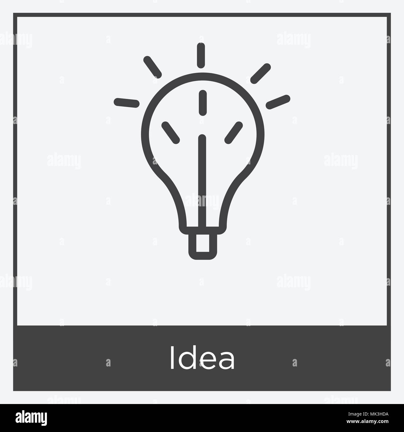 Idea icon isolated on white background with gray frame, sign and symbol ...