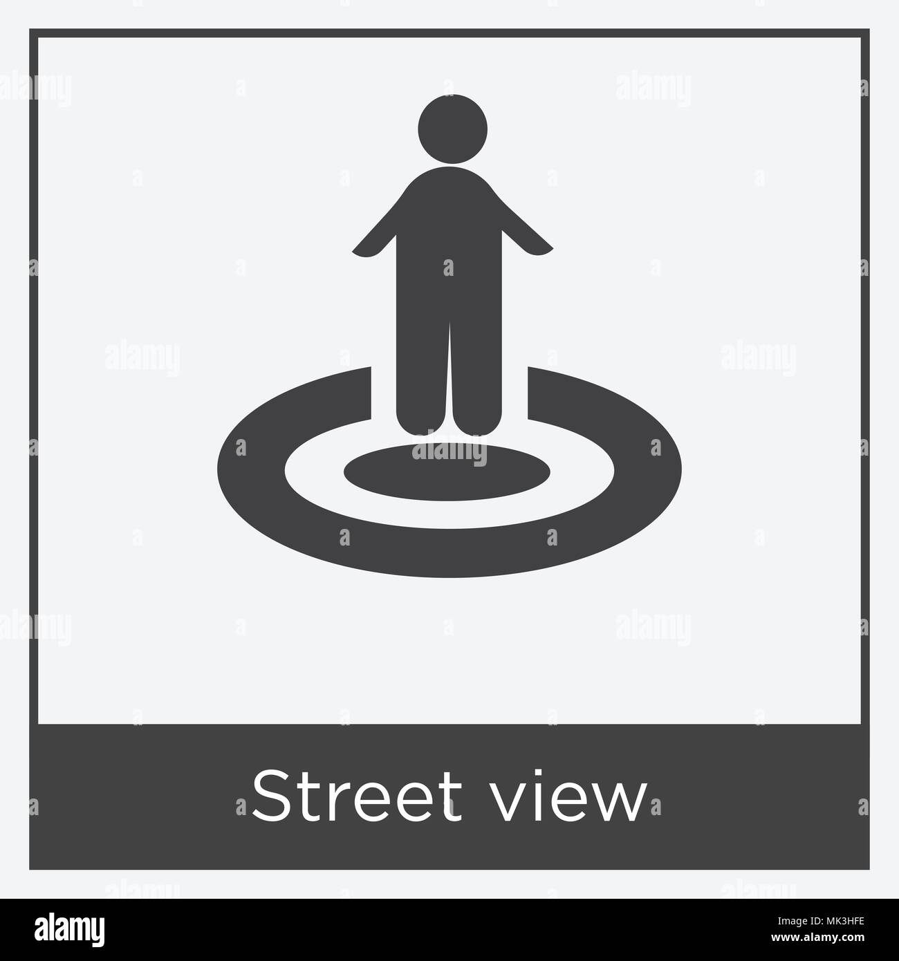 Street view icon isolated on white background with gray frame, sign and ...