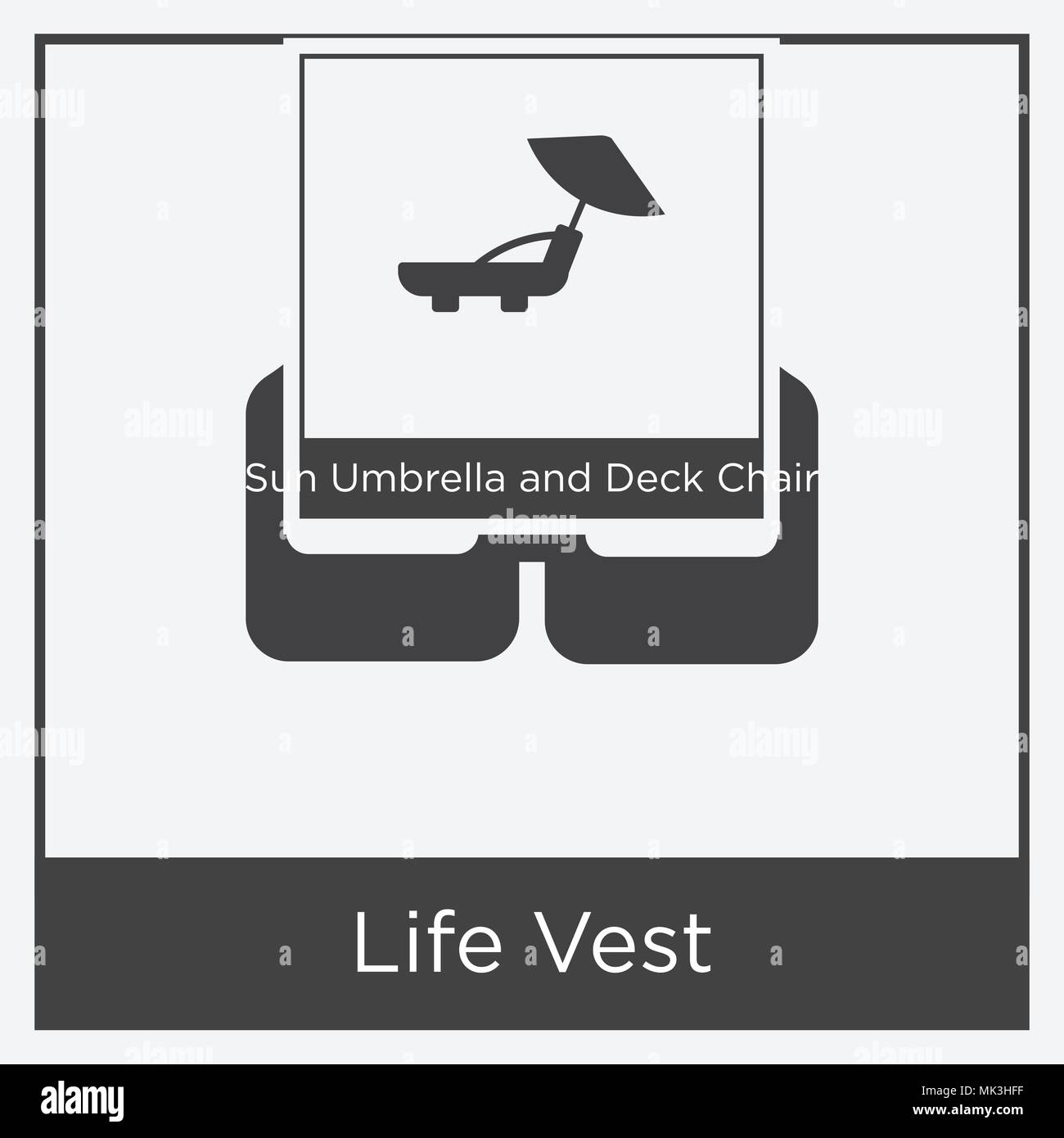 Life Vest icon isolated on white background with gray frame, sign and ...