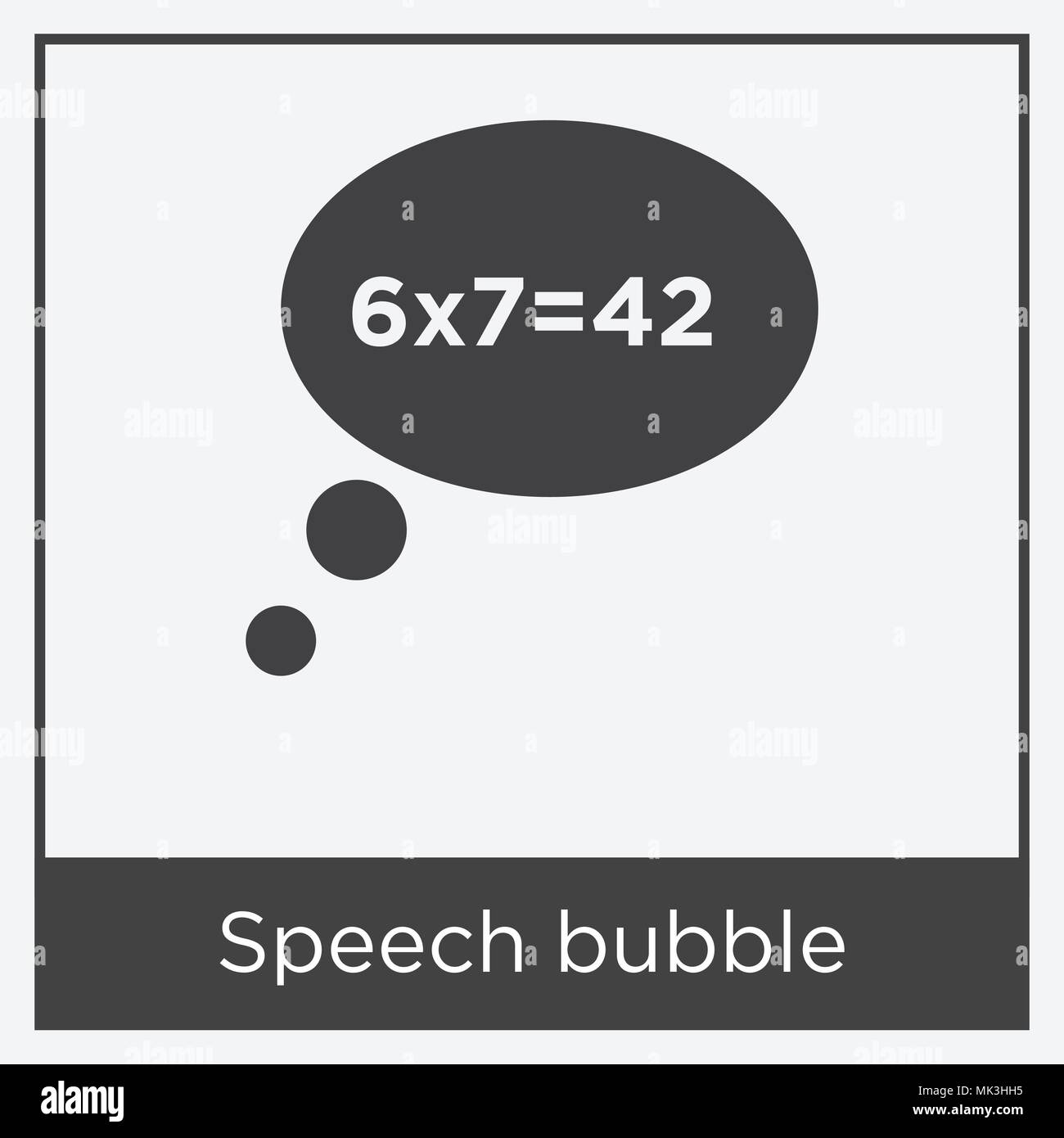 Speech bubble icon isolated on white background with gray frame, sign ...