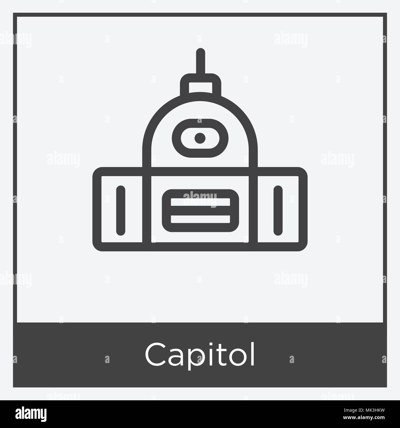 Capitol icon isolated on white background with gray frame, sign and ...
