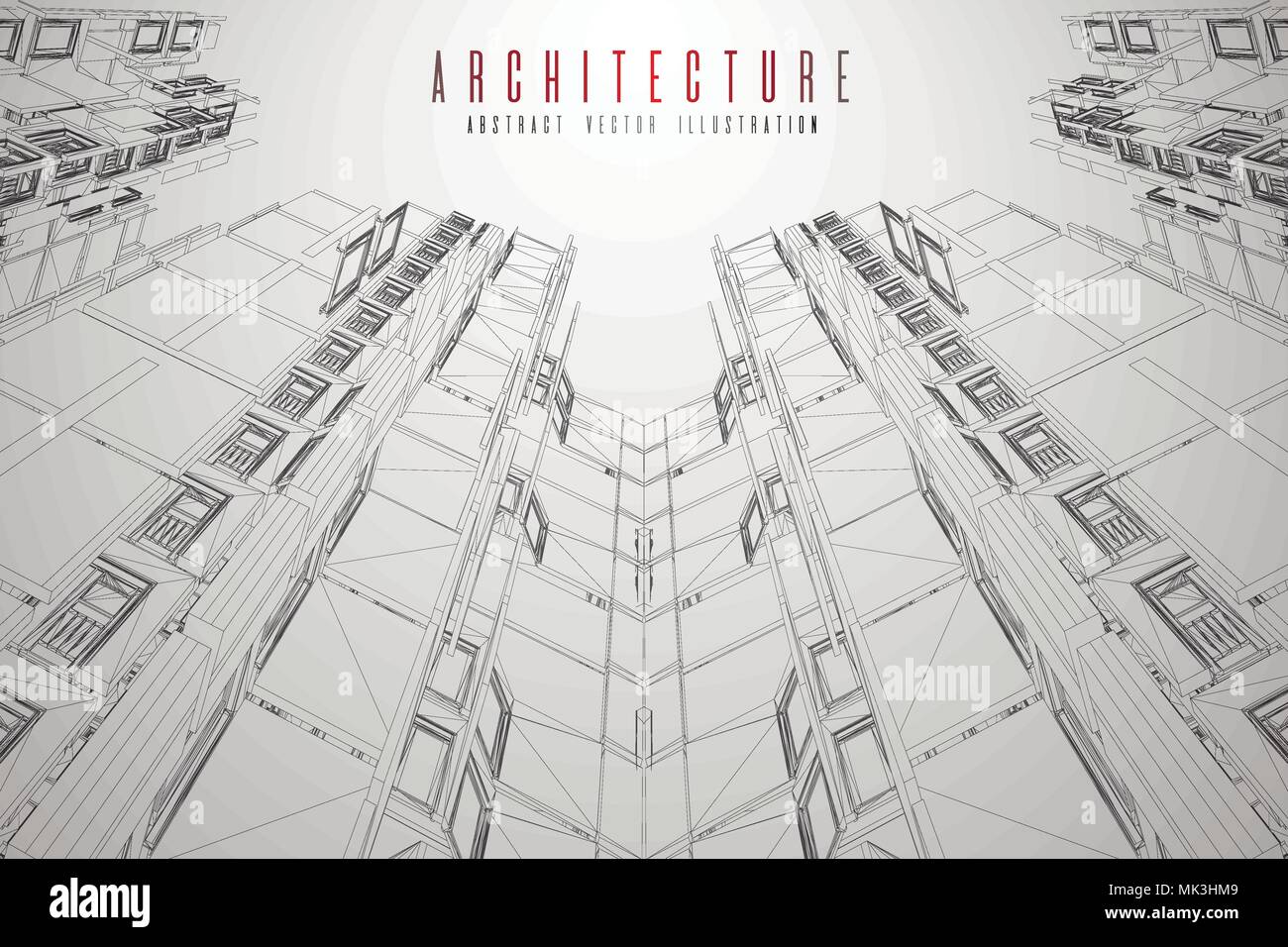 Modern architecture wireframe. Concept of urban wireframe. Wireframe ...
