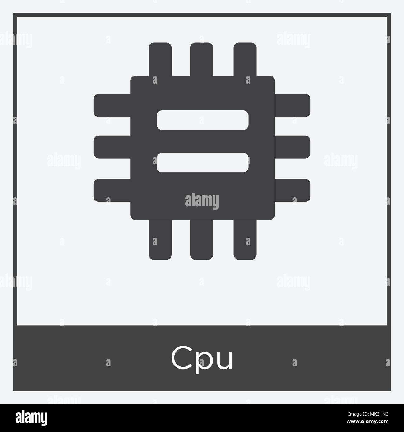Cpu icon isolated on white background with gray frame, sign and symbol ...