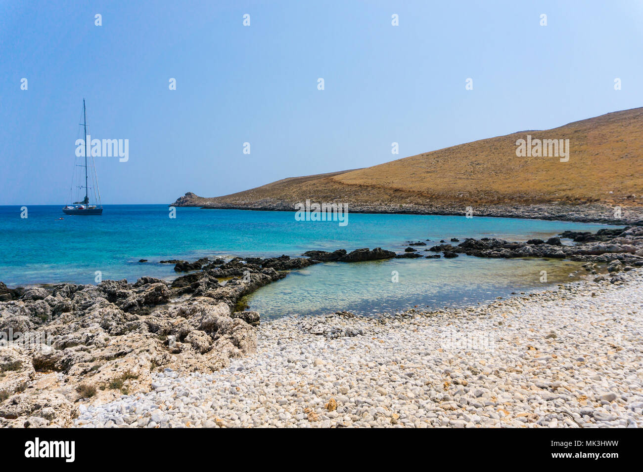 Beach at cape tenaron in Mani Greece. The southernmost point of ...