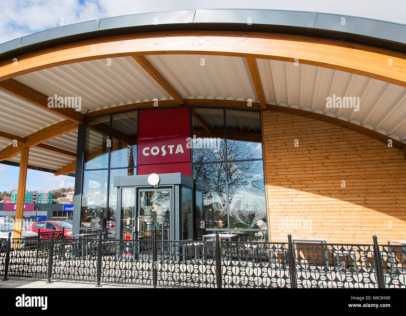 Swansea, UK: March, 2018: A new Costa Coffee Shop opens in Wales. Costa ...