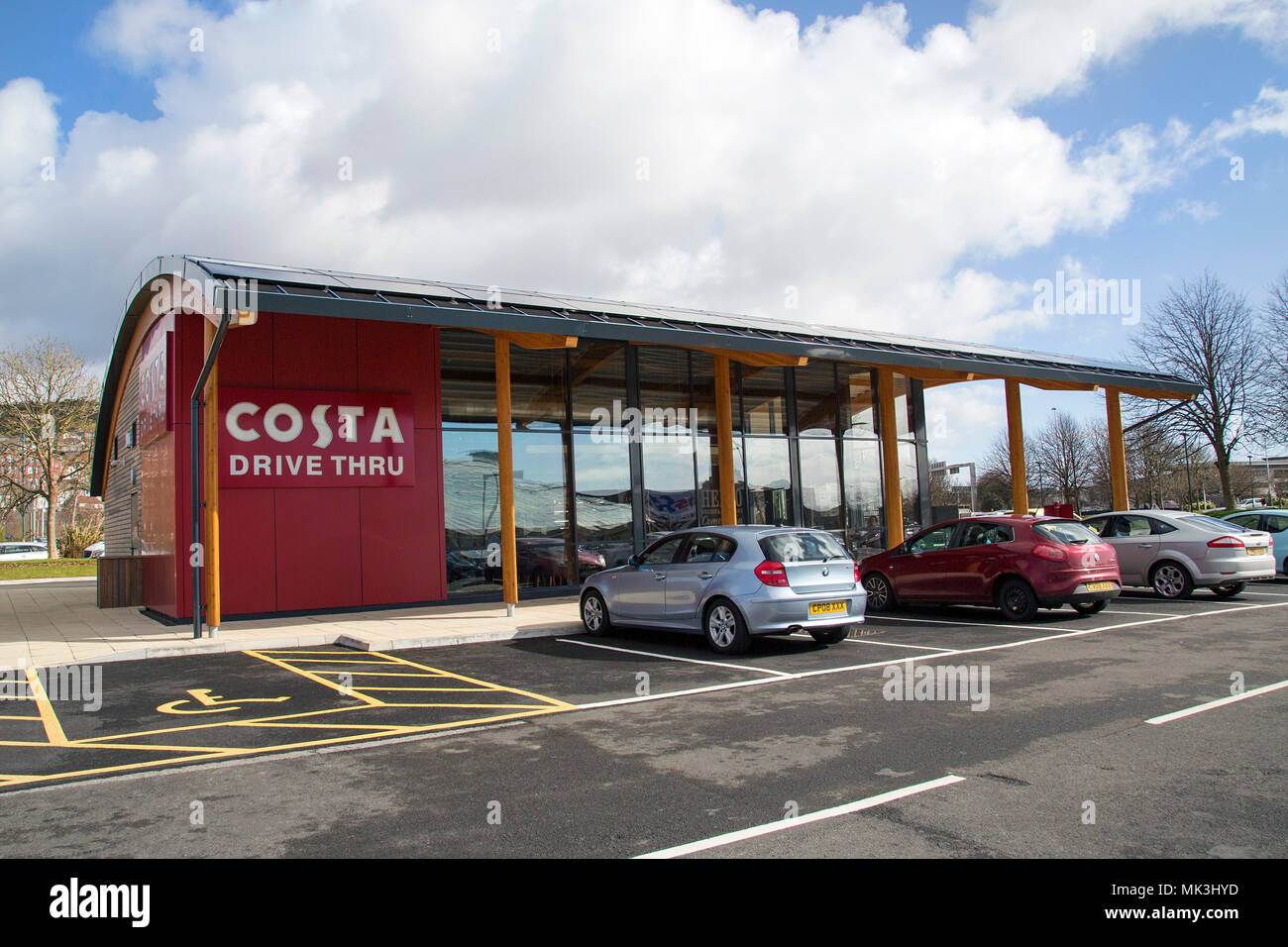 Swansea, UK: March, 2018: A new Costa Coffee Shop opens in Wales. Costa ...