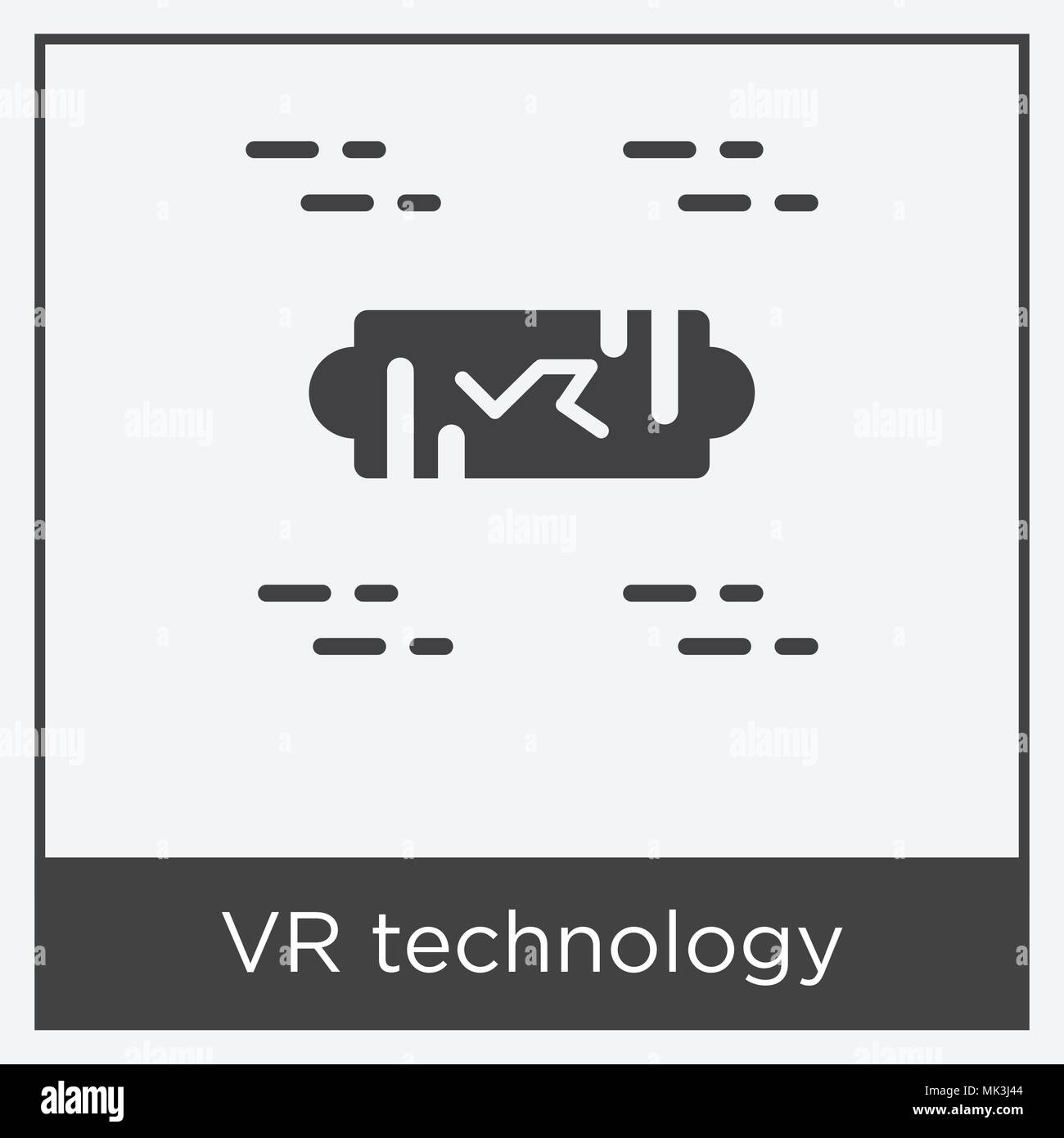 VR technology icon isolated on white background with gray frame, sign ...