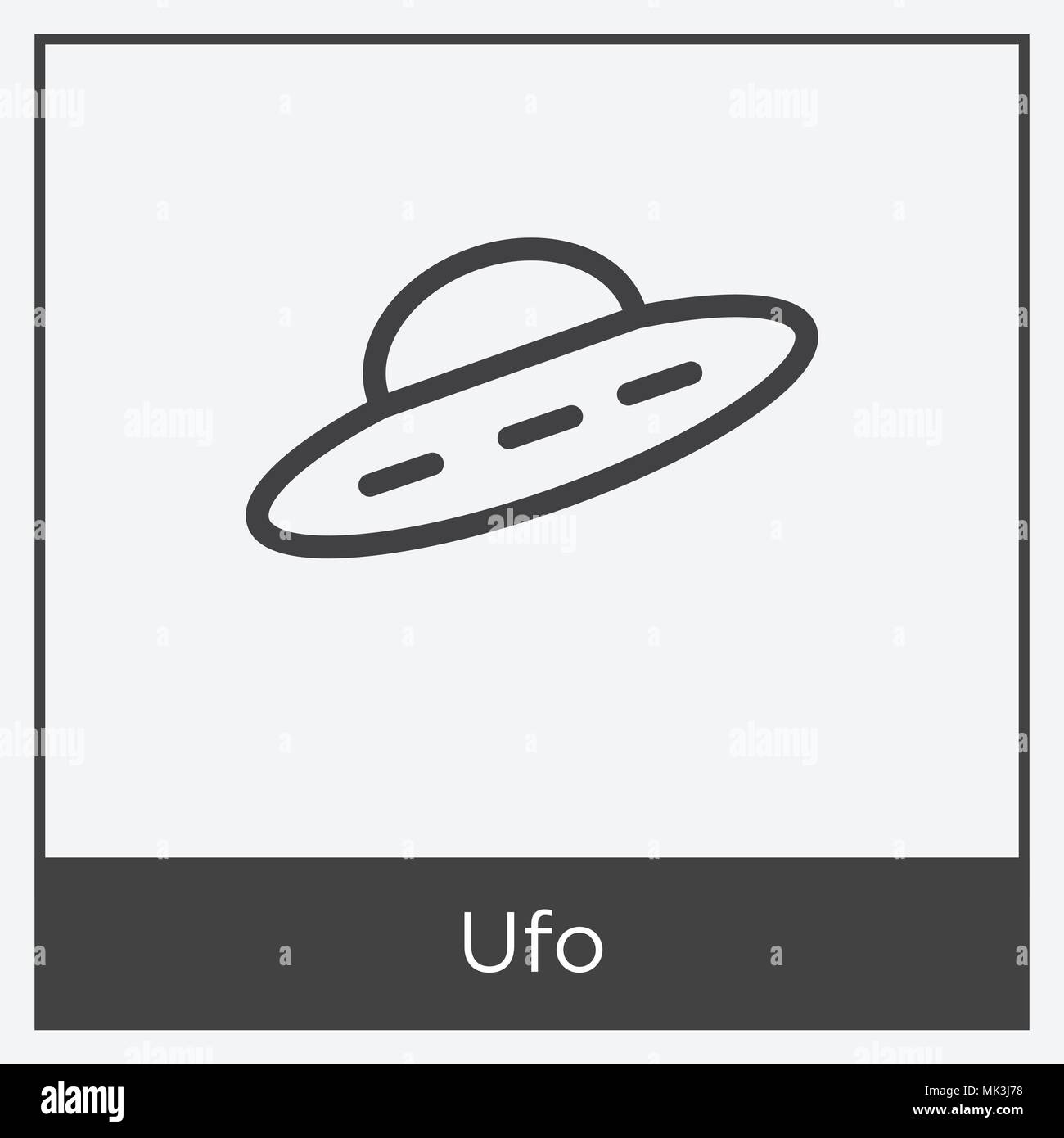 Ufo icon isolated on white background with gray frame, sign and symbol ...
