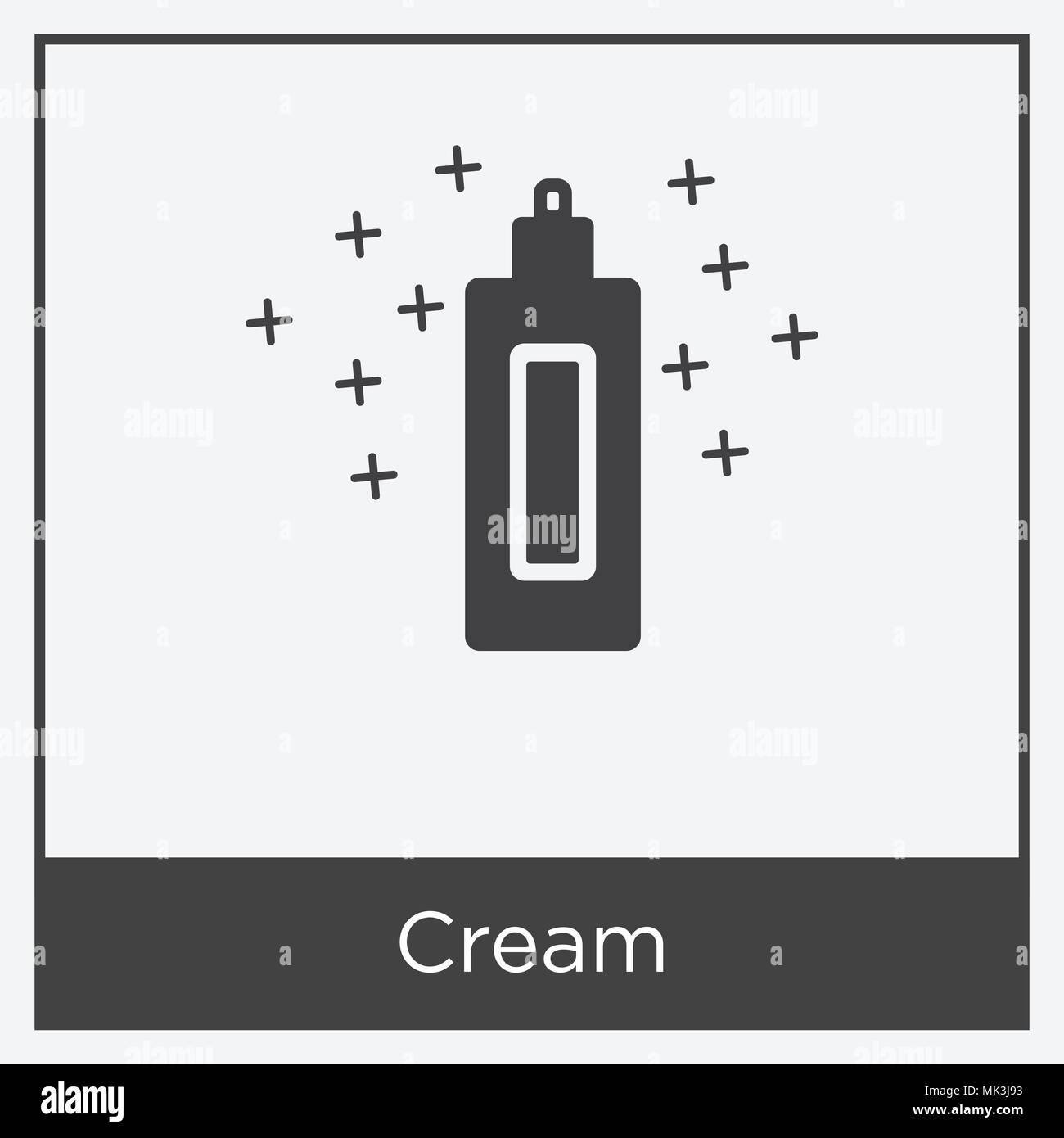 Cream icon isolated on white background with gray frame, sign and ...