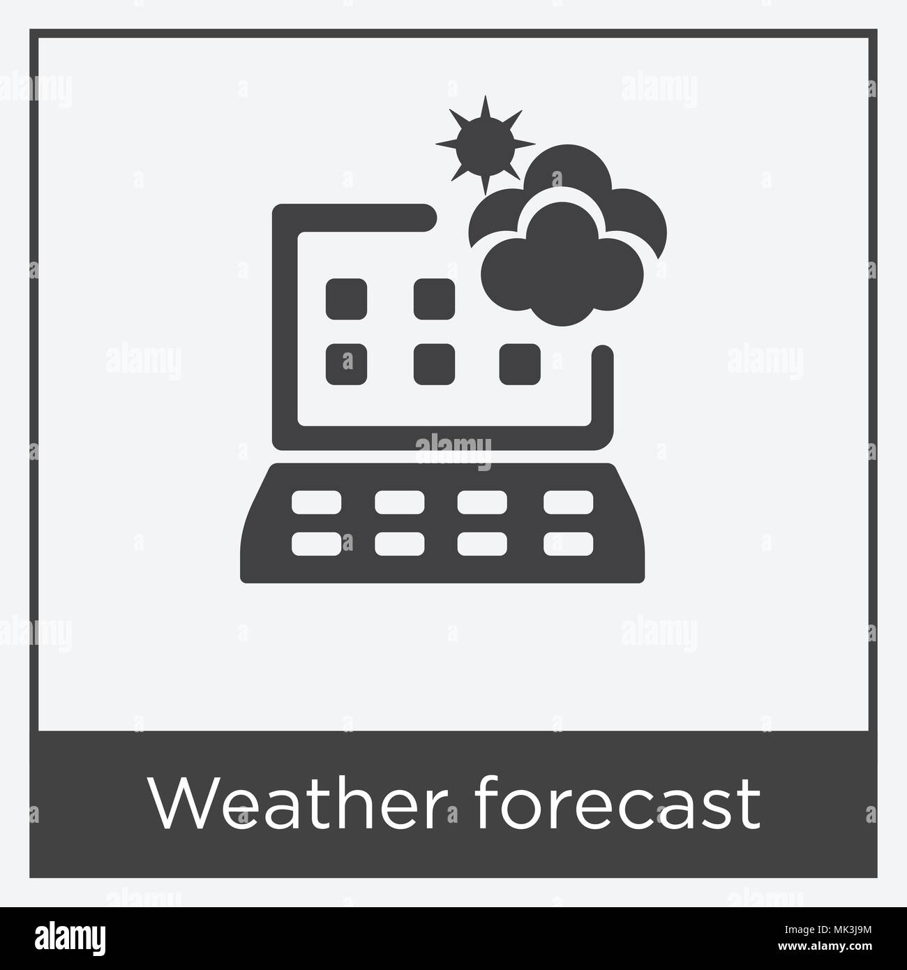 Weather forecast icon isolated on white background with gray frame ...