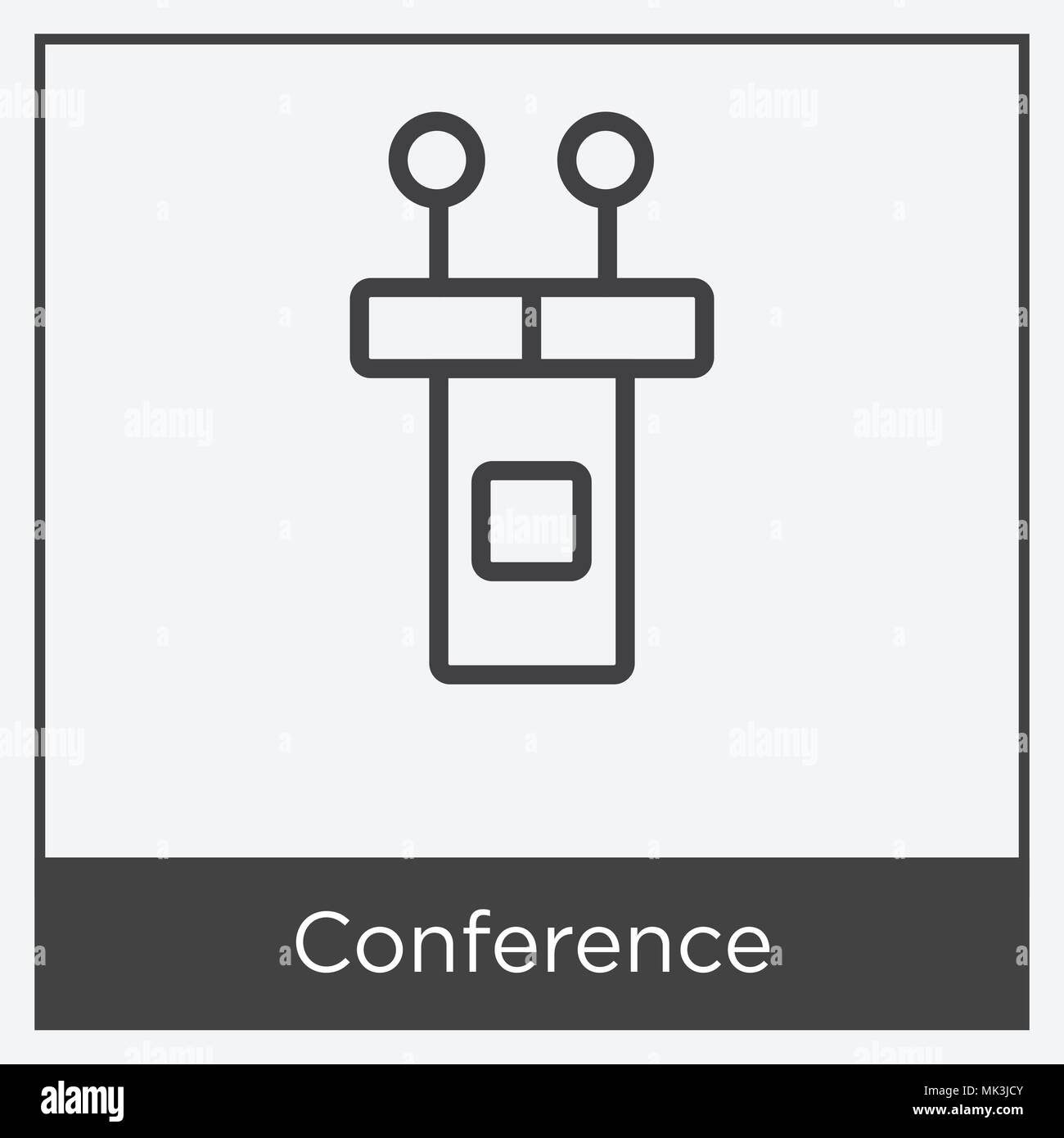 Conference icon isolated on white background with gray frame, sign and ...