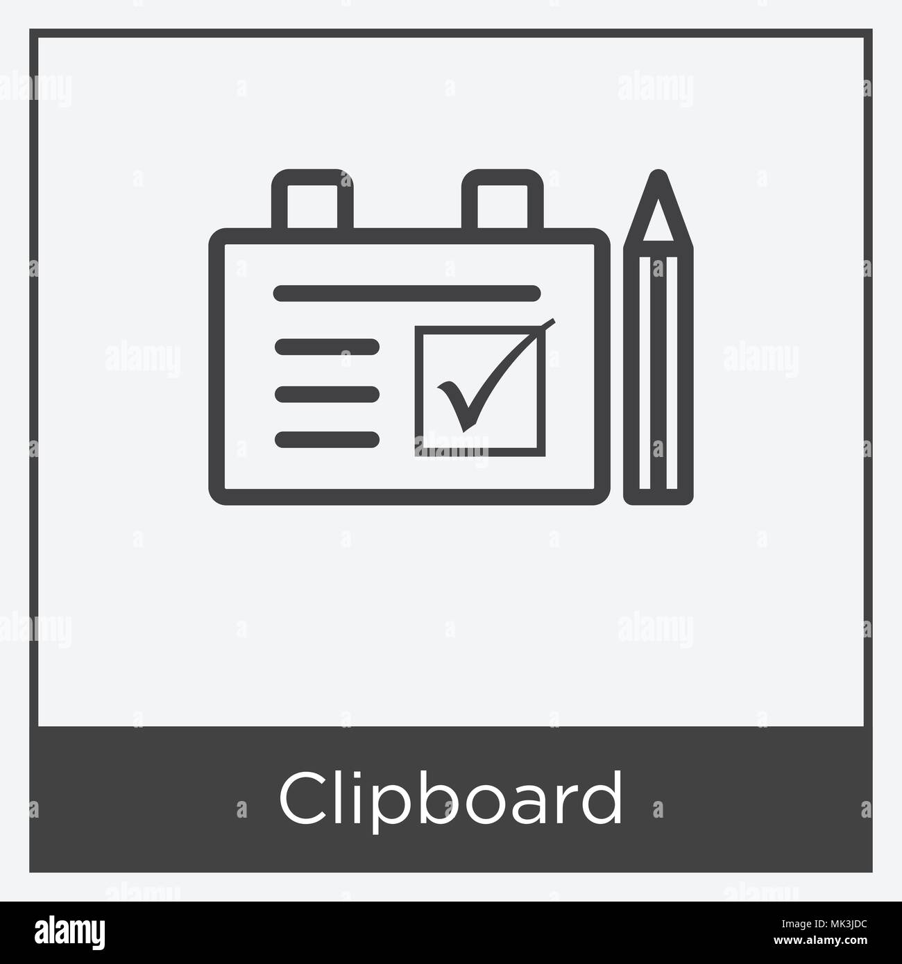 Clipboard icon isolated on white background with gray frame, sign and ...