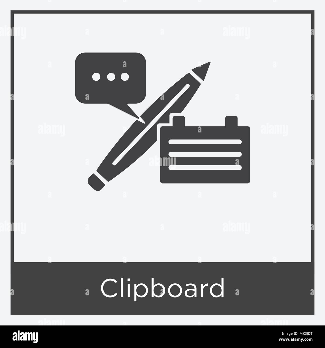 Clipboard icon isolated on white background with gray frame, sign and ...