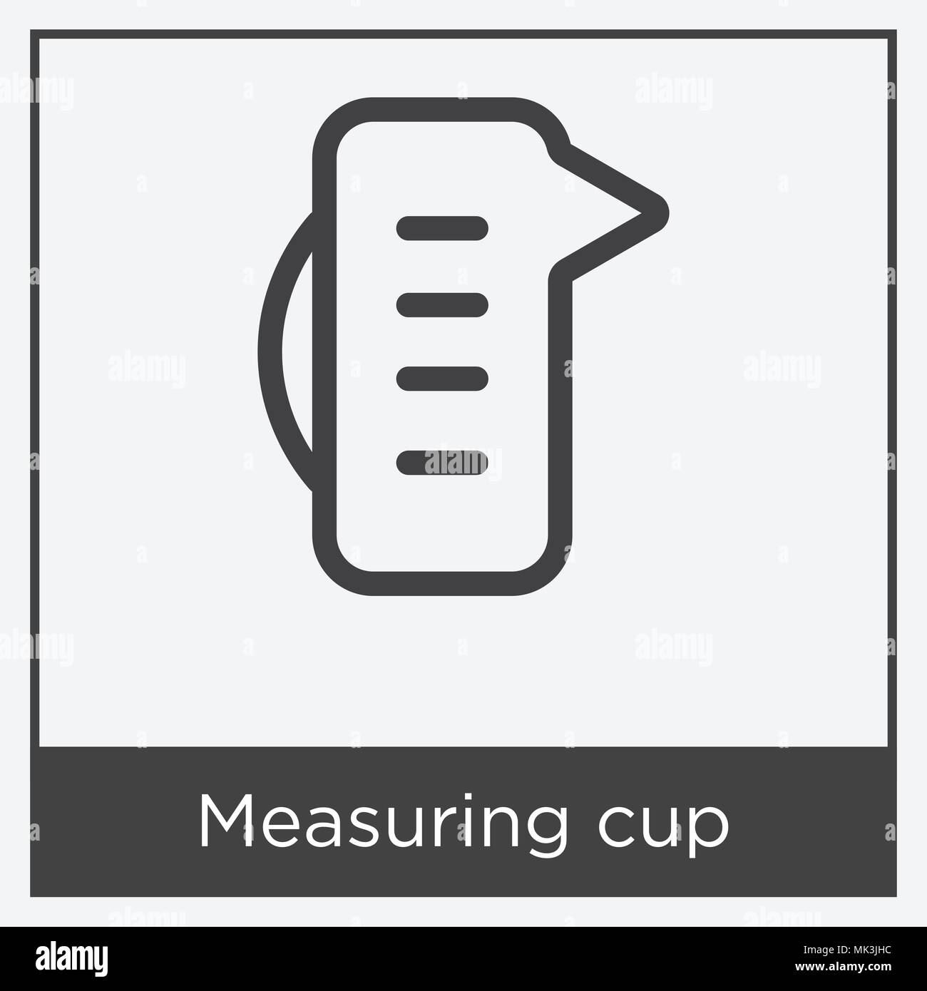 Measuring cup icon isolated on white background with gray frame, sign ...