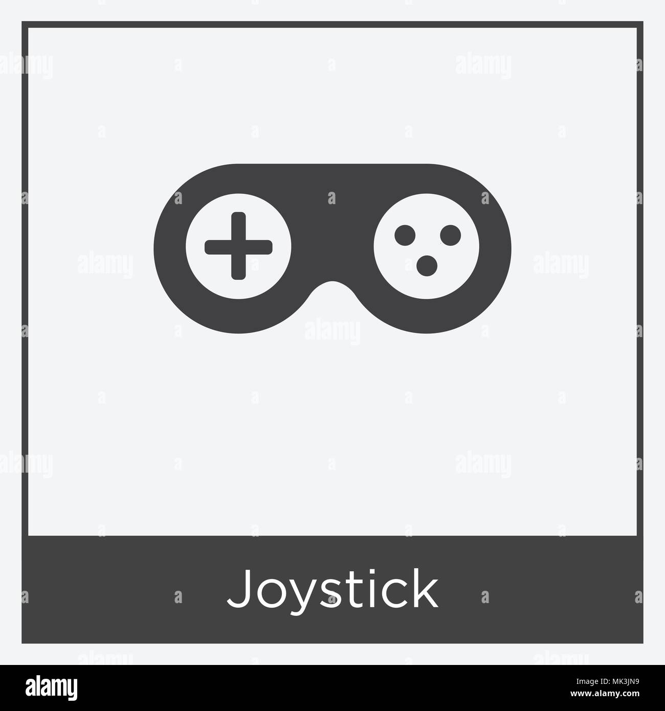 Joystick icon isolated on white background with gray frame, sign and ...