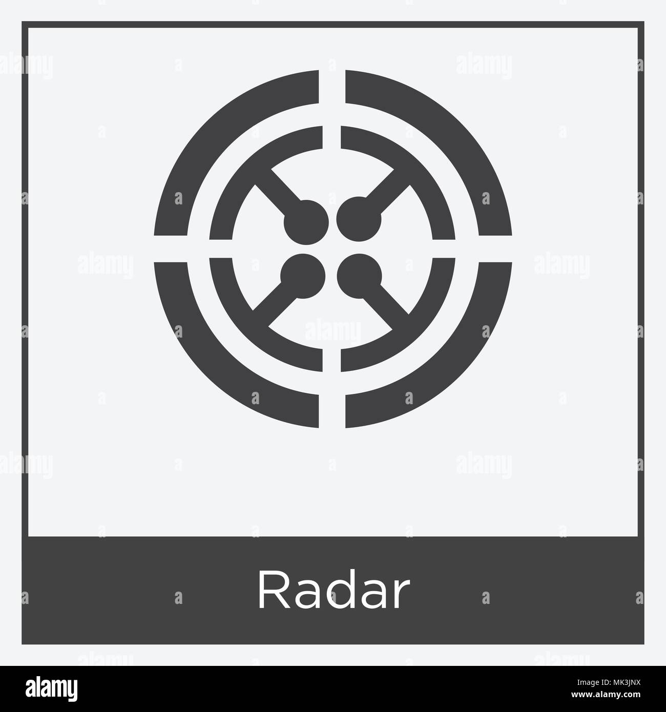 Radar icon isolated on white background with gray frame, sign and ...
