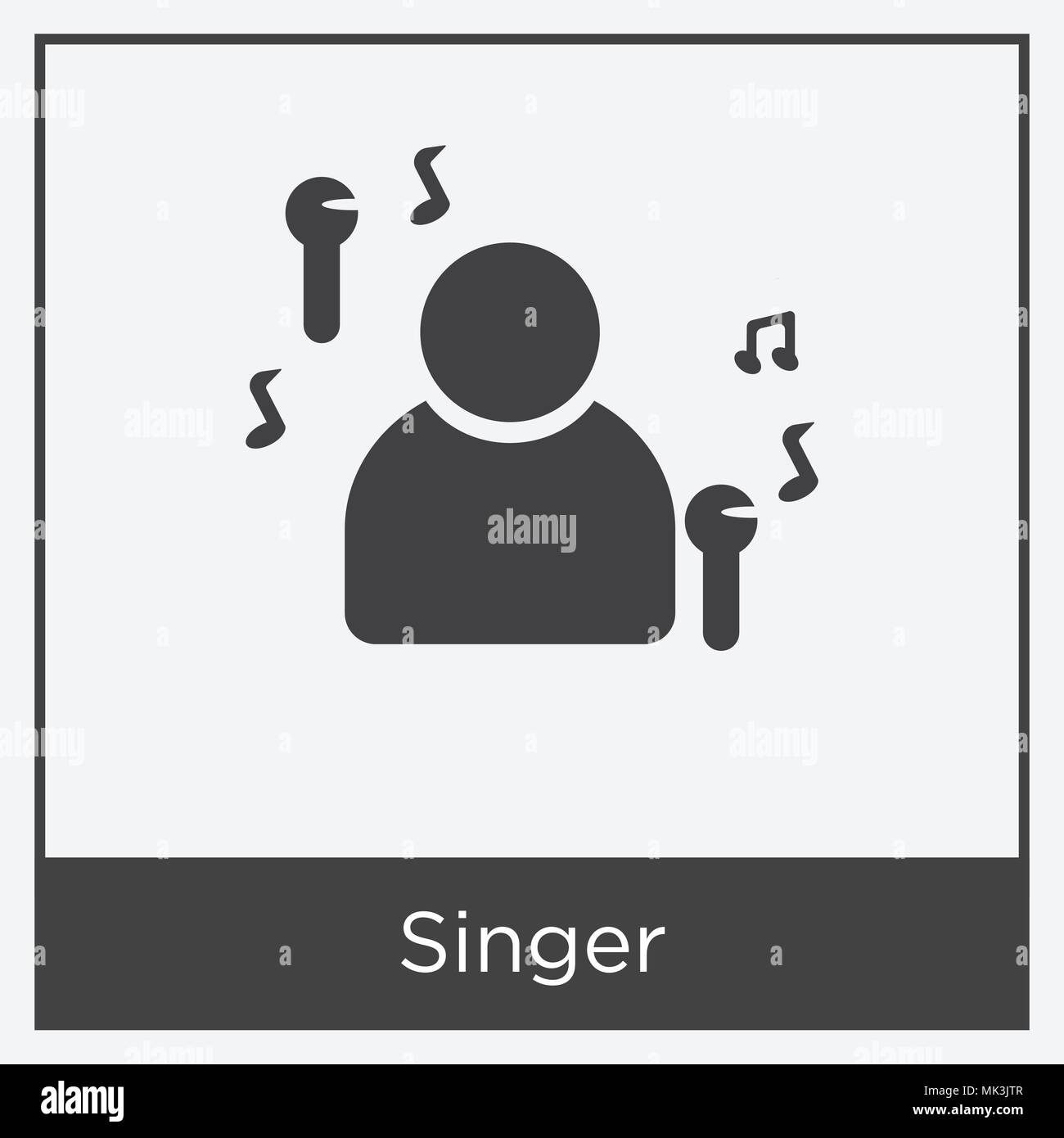 Singer icon isolated on white background with gray frame, sign and ...