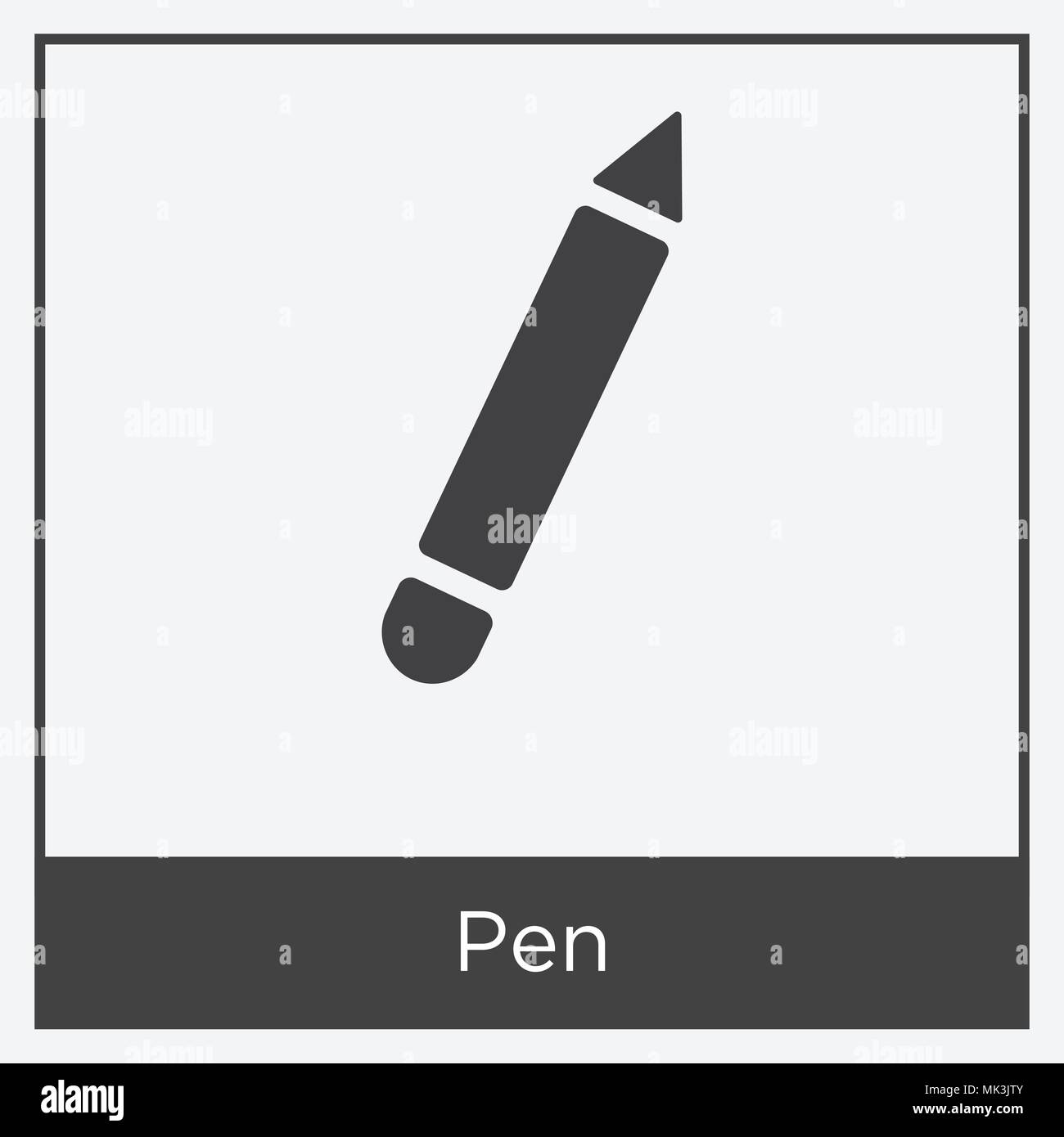 Pen icon isolated on white background with gray frame, sign and symbol ...