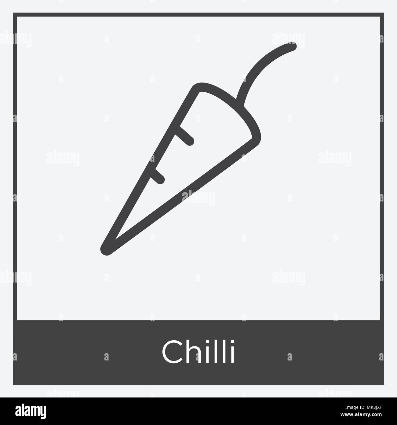 Chilli icon isolated on white background with gray frame, sign and ...