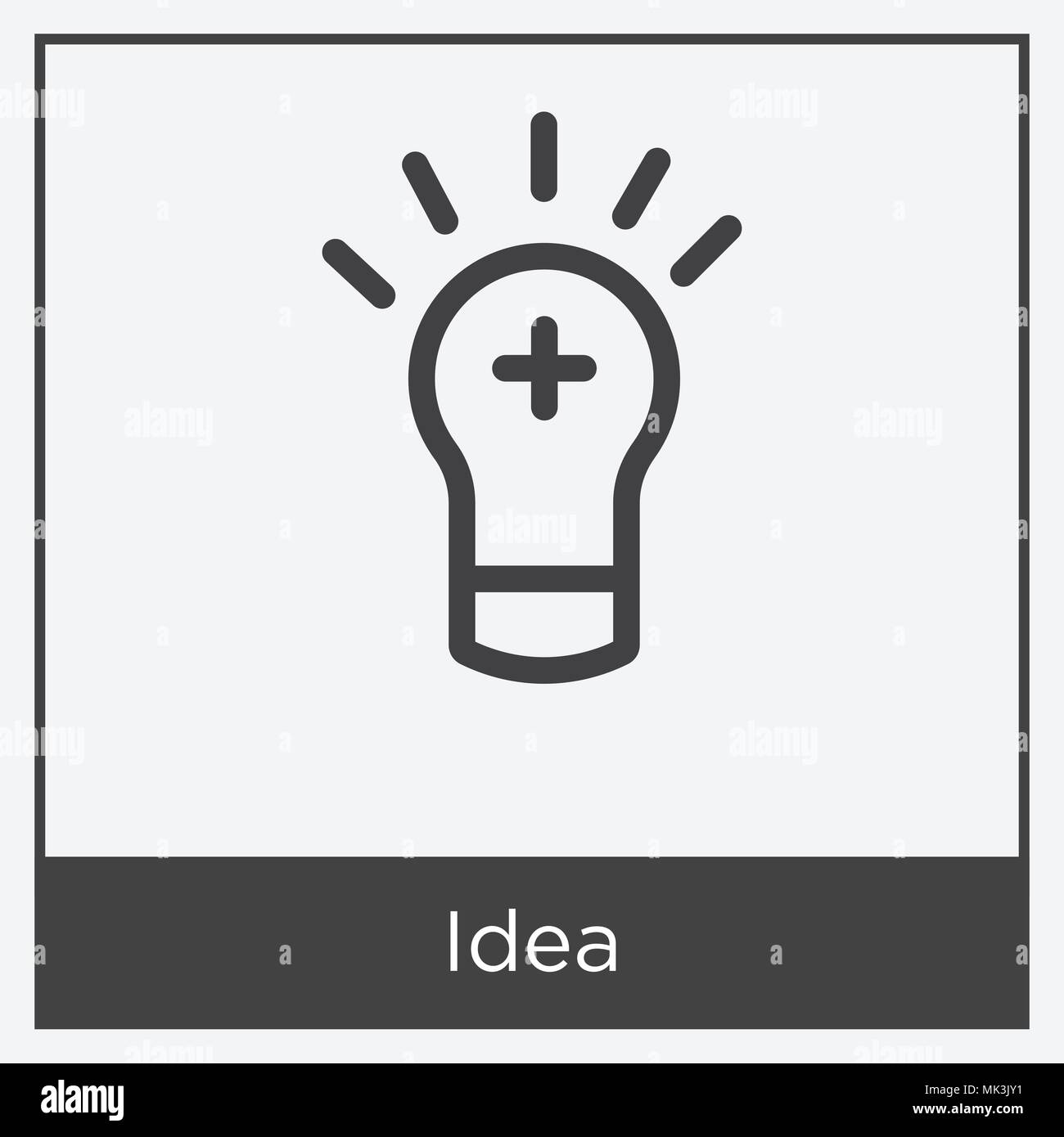 Idea icon isolated on white background with gray frame, sign and symbol ...