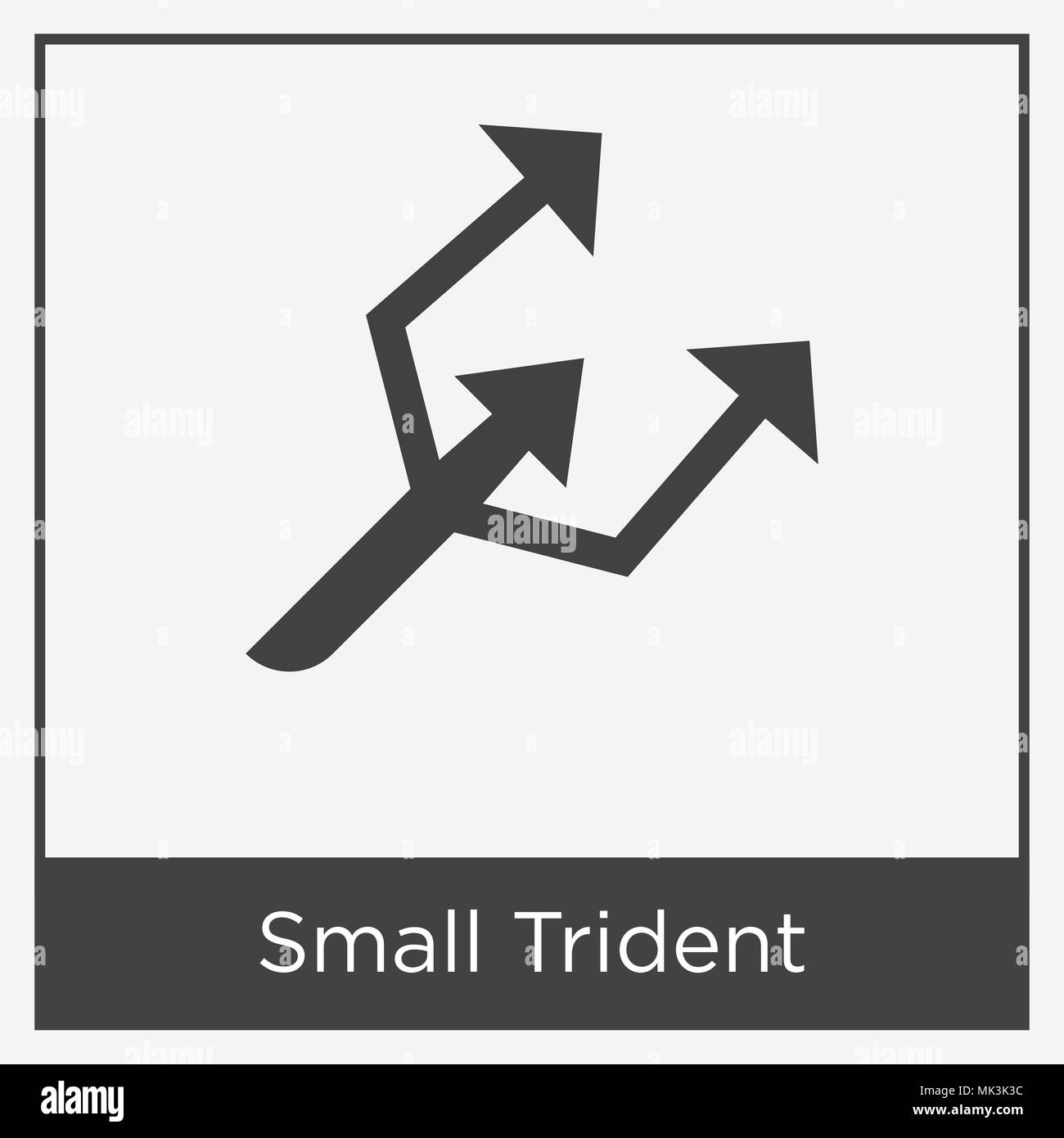 Small Trident icon isolated on white background with gray frame, sign ...