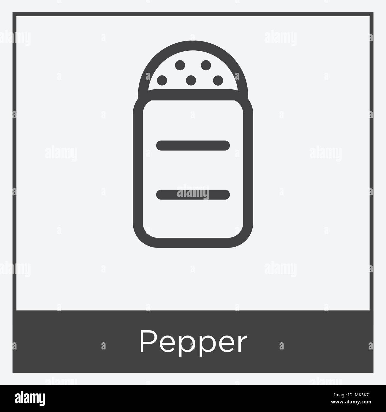 Pepper icon isolated on white background with gray frame, sign and ...