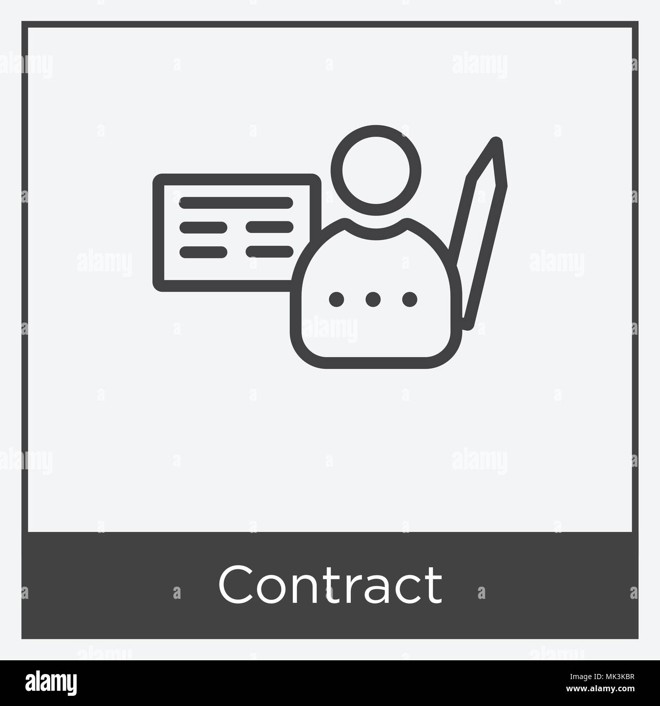 Contract icon isolated on white background with gray frame, sign and ...