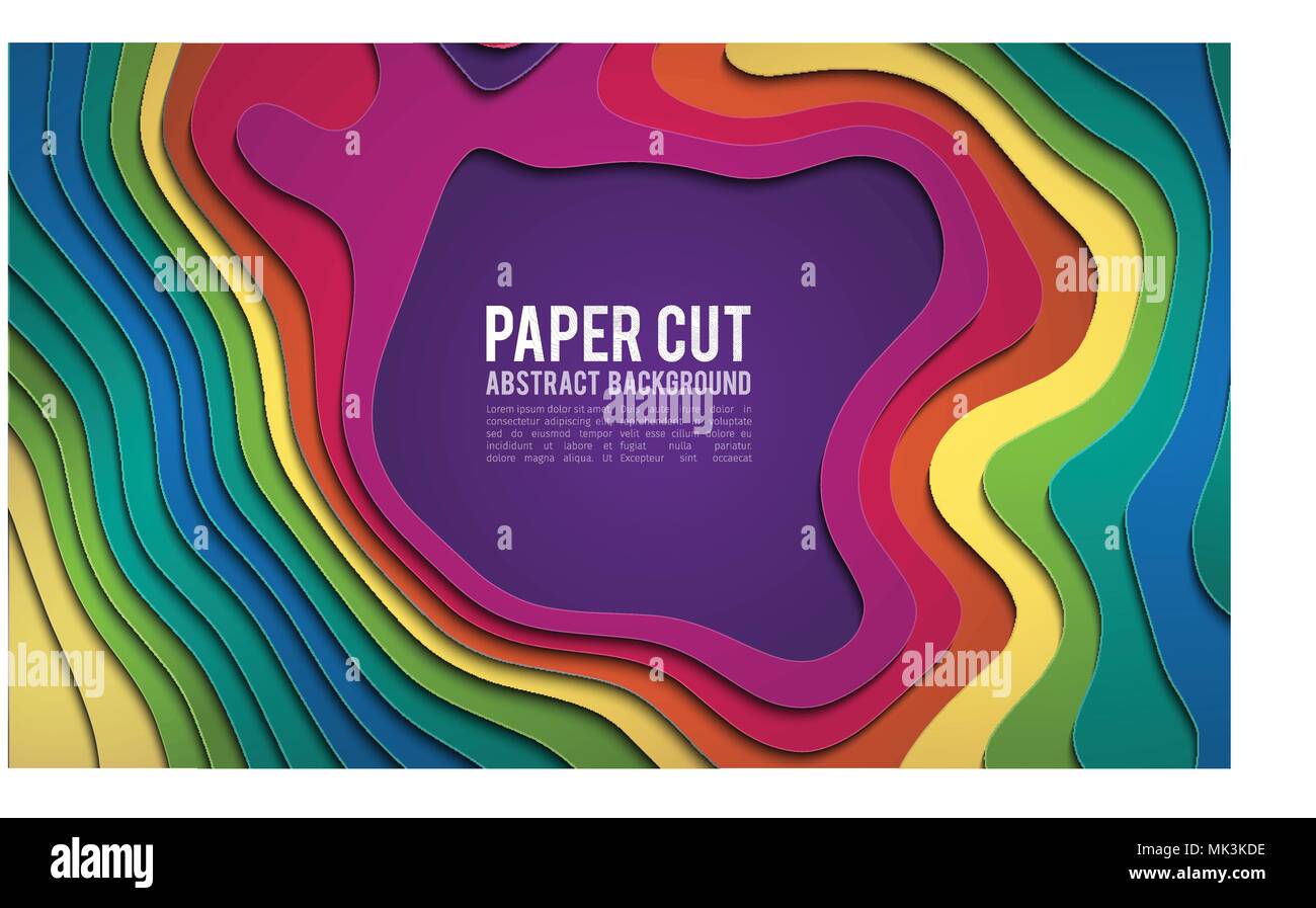 Colorful paper cutout. Paper cut banner concept. Paper carve blue ...