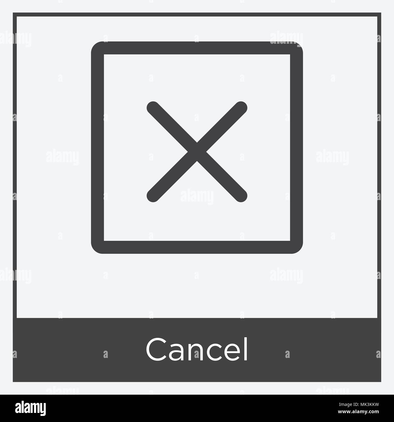 Cancel icon isolated on white background with gray frame, sign and ...