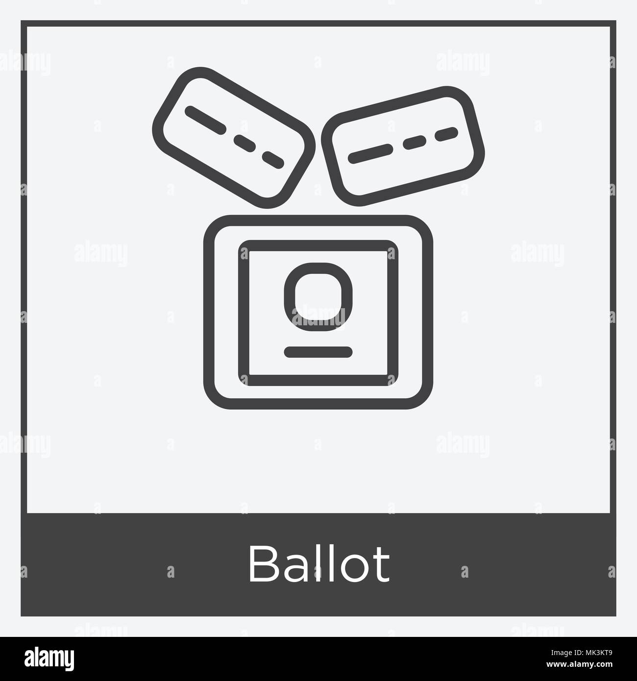 Ballot icon isolated on white background with gray frame, sign and ...