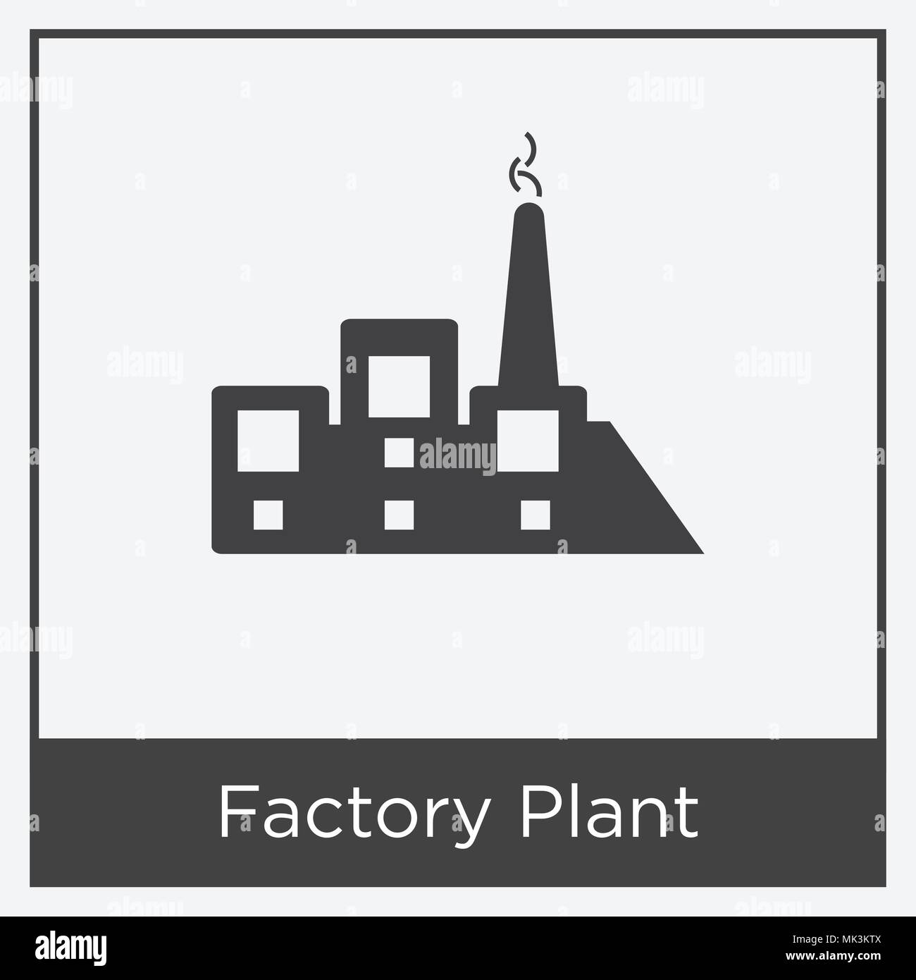 Factory Plant icon isolated on white background with gray frame, sign ...